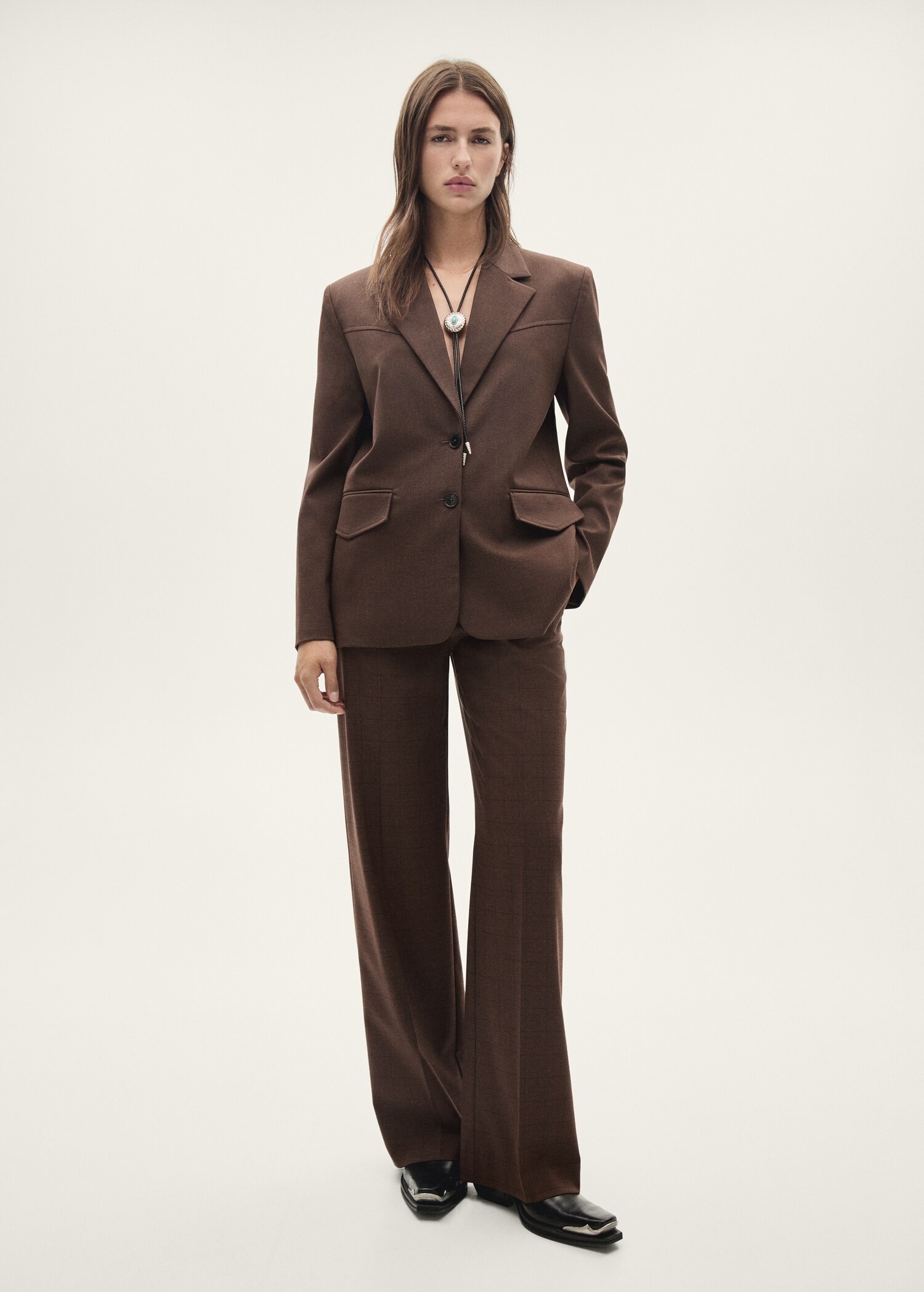 Micro-houndstooth suit jacket - Women | MANGO USA