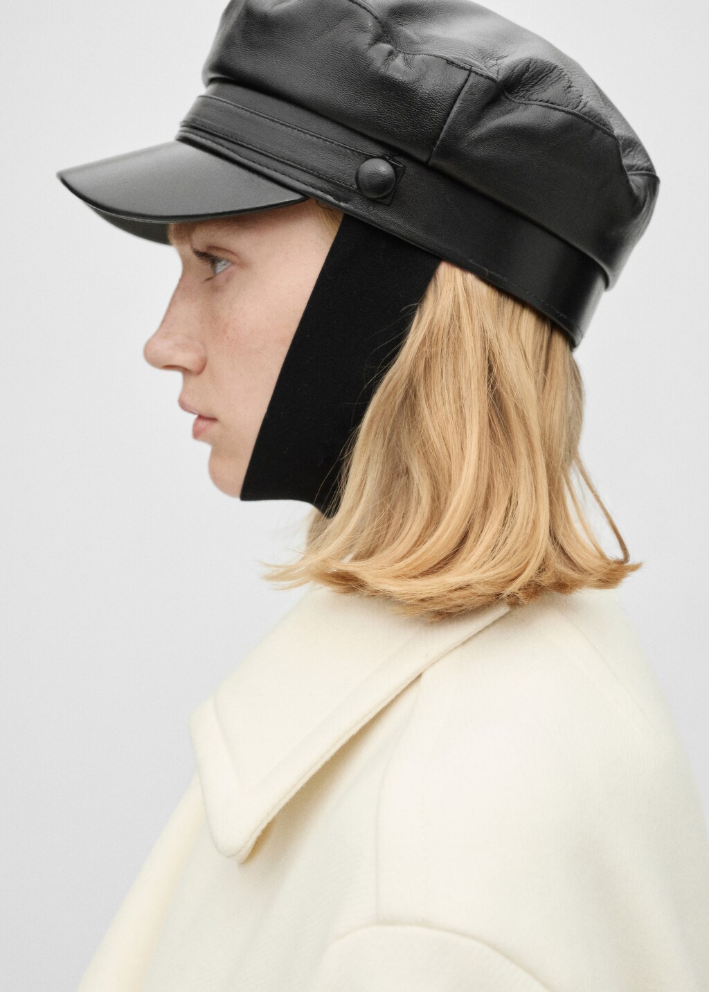 100 leather baker s cap Women MANGO Japan
