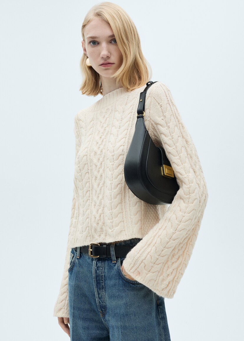 Twisted Knitted Flared Sleeve Sweater Women Mng Australia