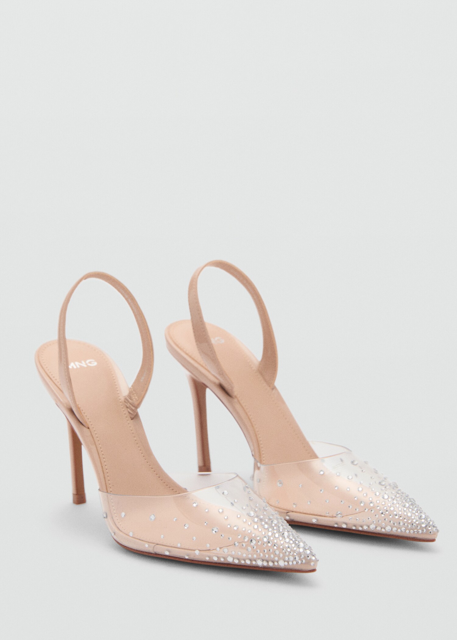 Transparent rhinestone pointed toe shoe - Women | MANGO United Kingdom