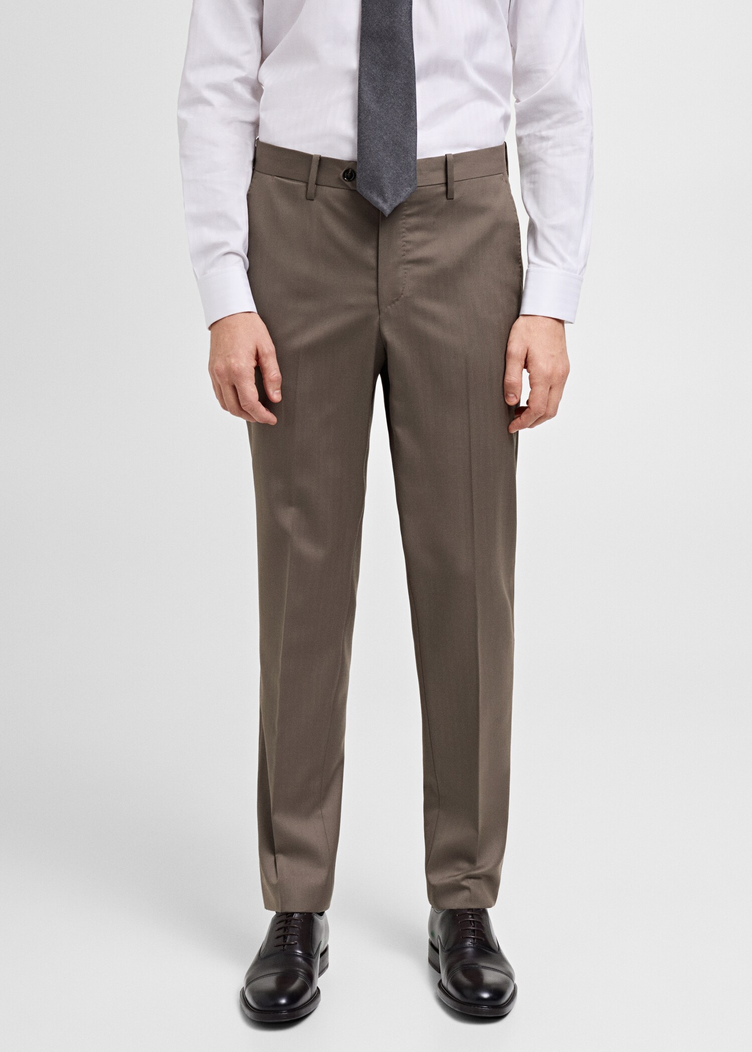 100% virgin wool herringbone suit pants - Men | MANGO USA