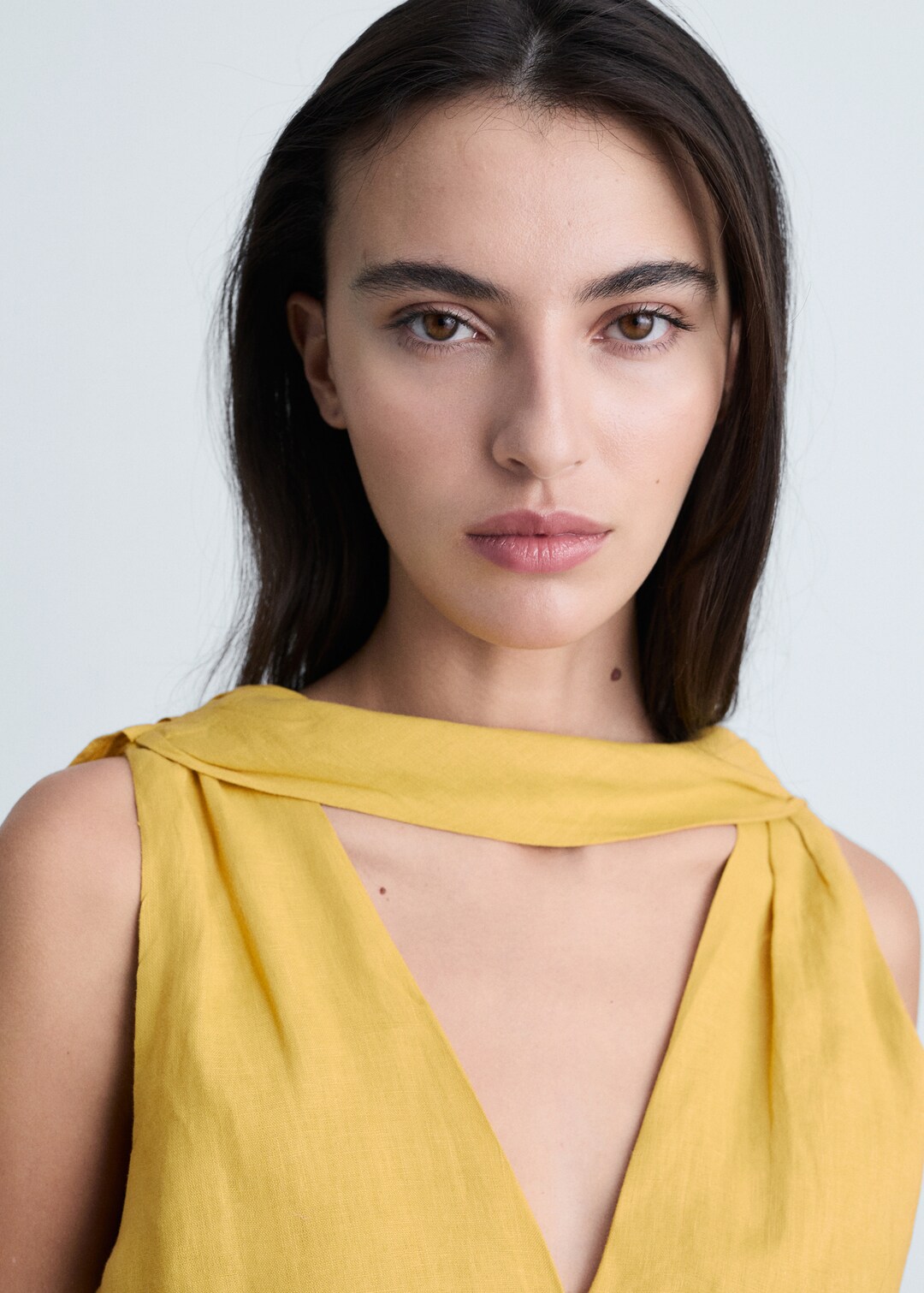 Linen pleated midi-dress - Women | MANGO USA