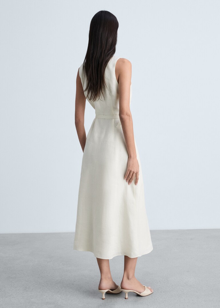 Linen dress with contrasting trim - Women | MANGO USA