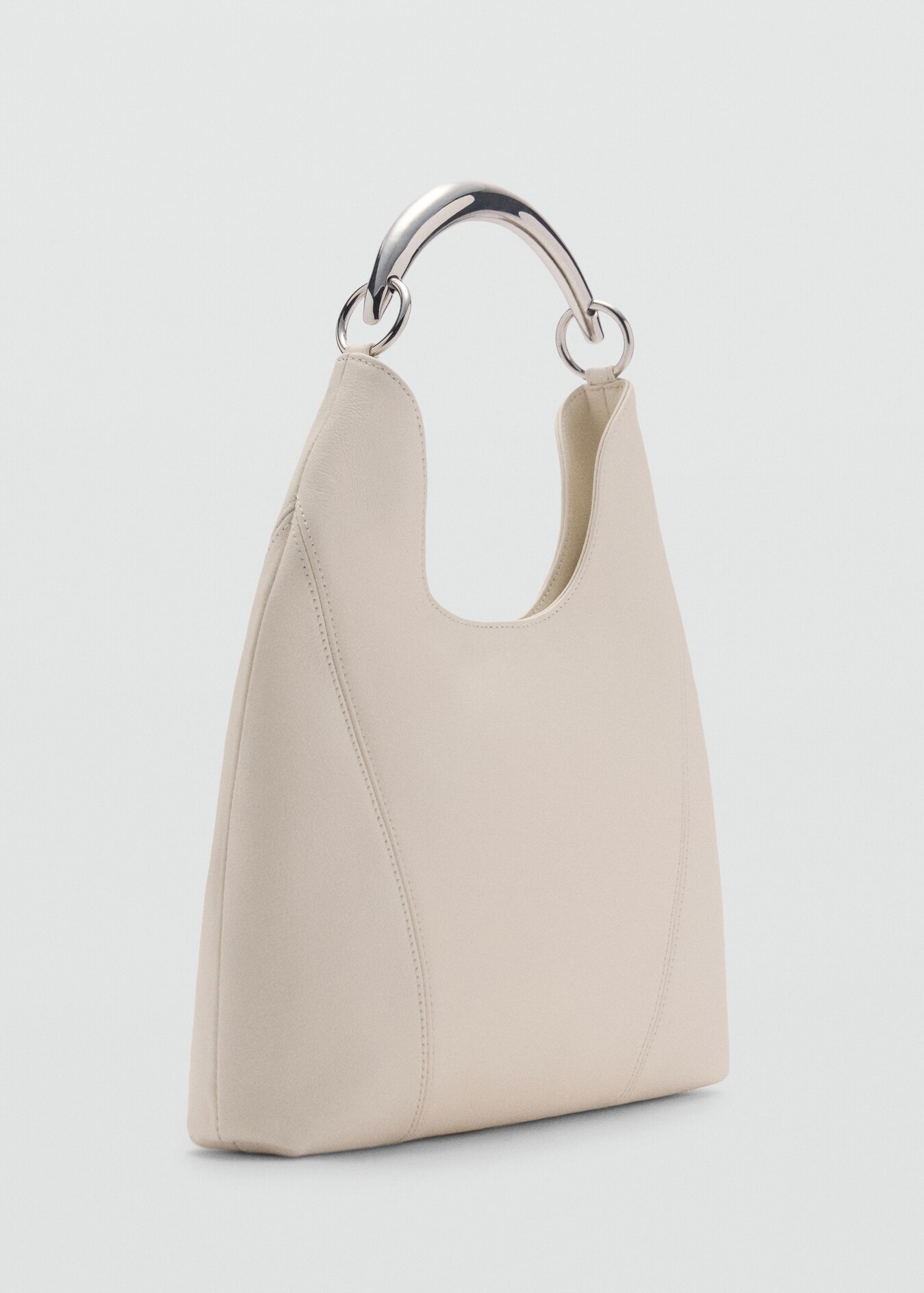 Leather shoulder bag with metal handle - Women | MANGO USA