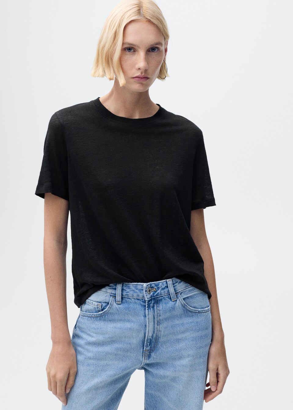 Short-sleeved linen t-shirt - Women | MANGO United Kingdom