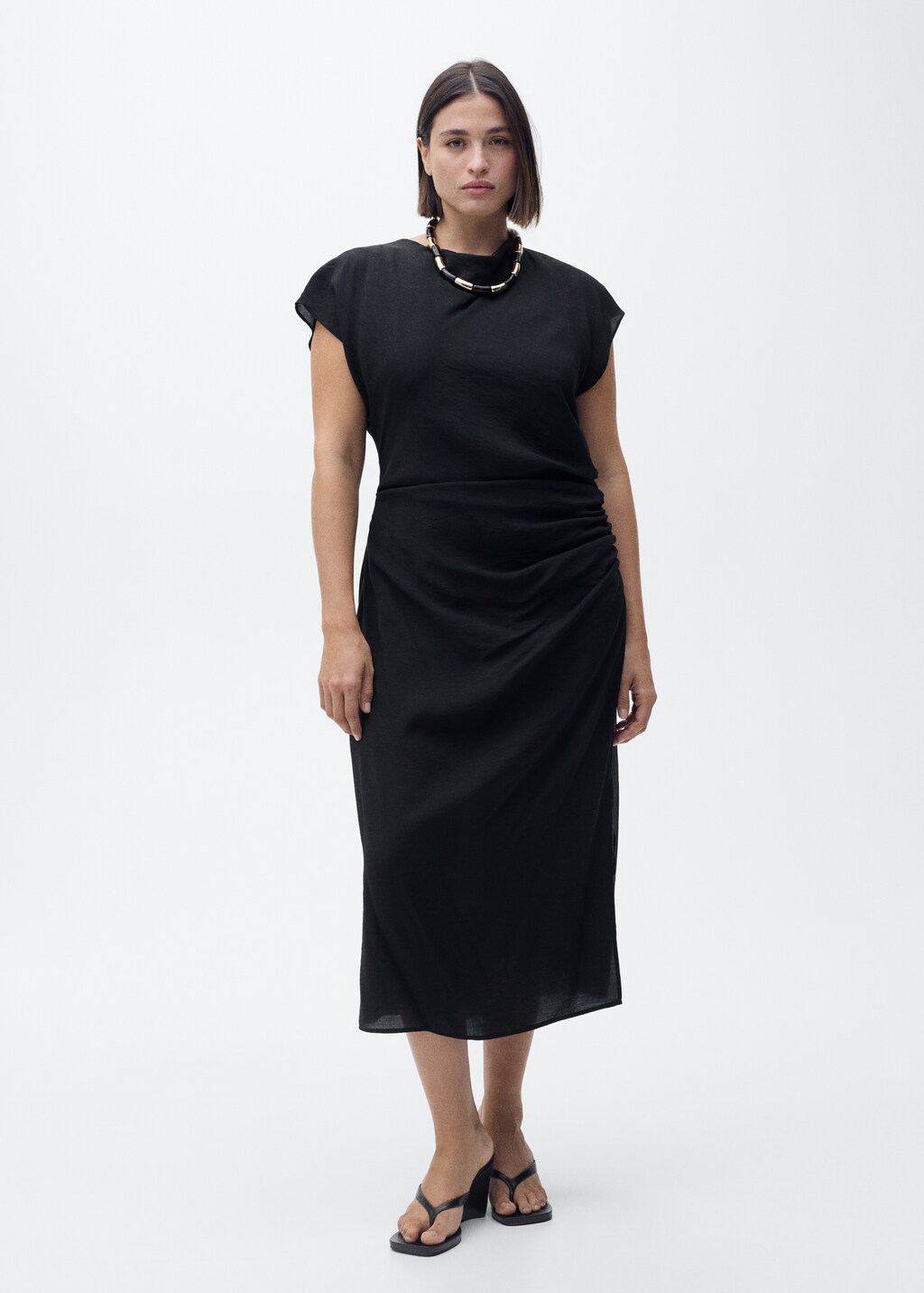 Draped straight dress - Women | MANGO Libya