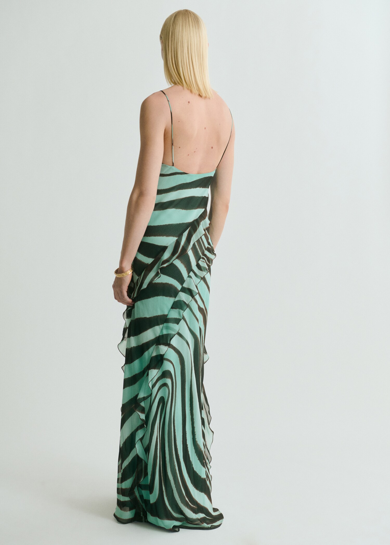 Zebra-print dress with ruffles - Women | MANGO USA