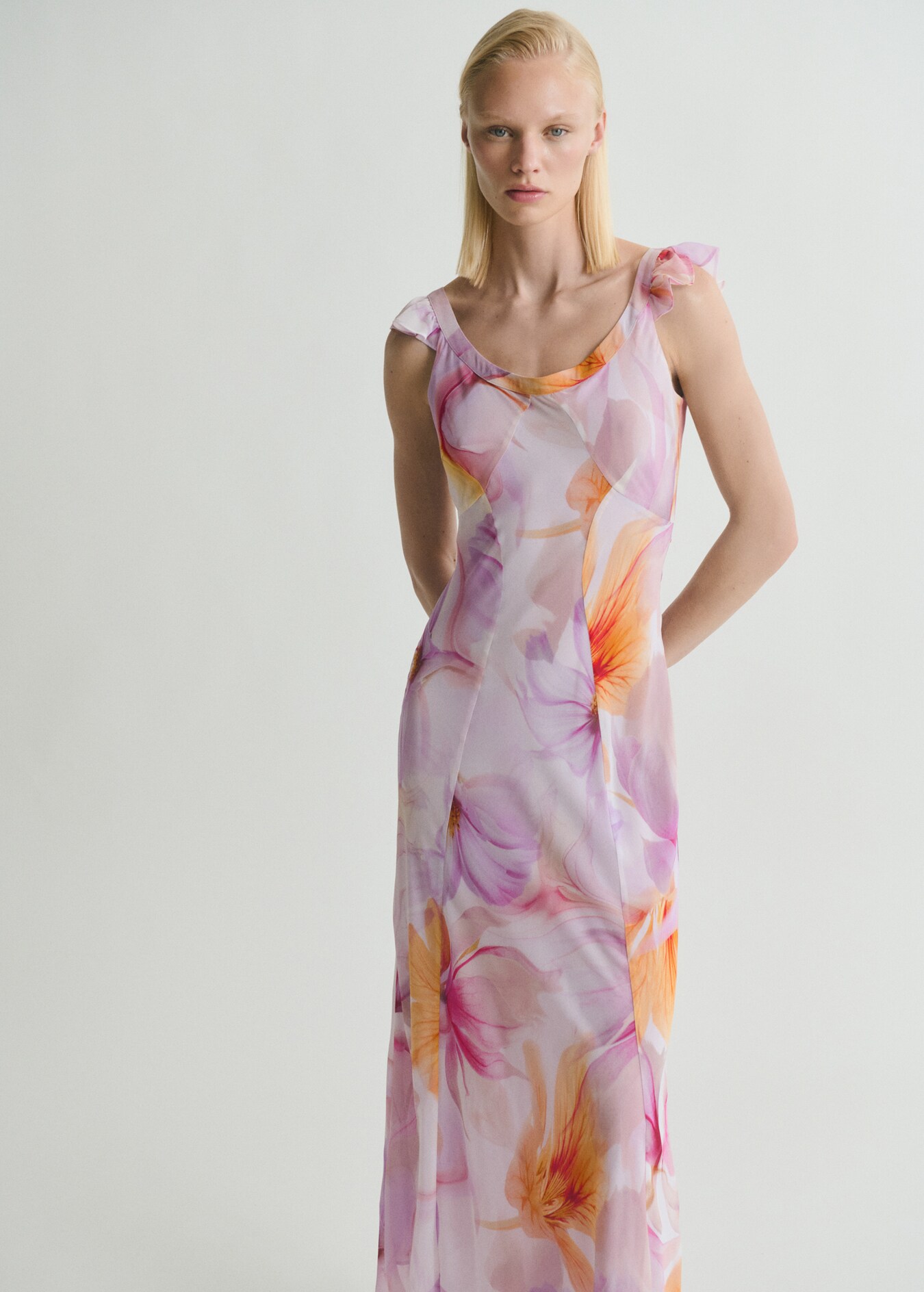 Floral dress with ruffle detail - Women | MANGO USA