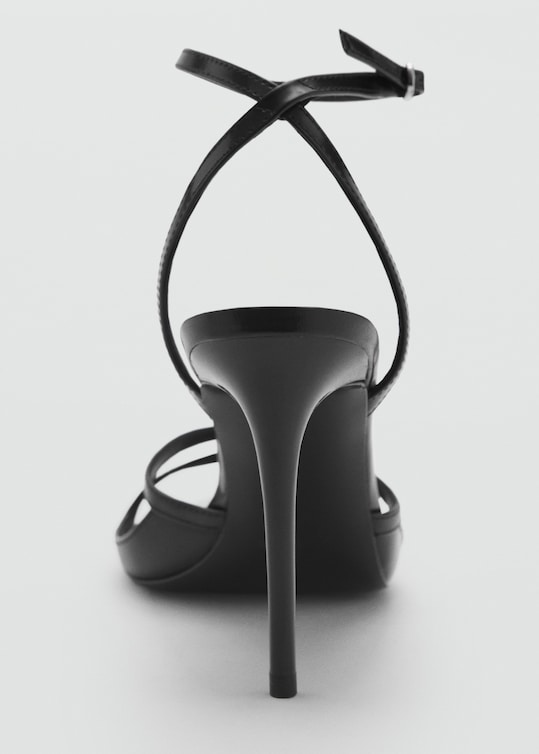 Leather heeled sandal with metallic toe - Women | MANGO USA