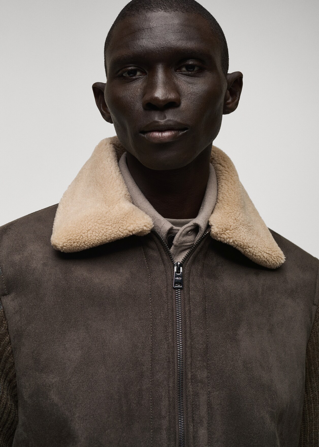 Shearling and suede-effect jacket - Men | MANGO USA