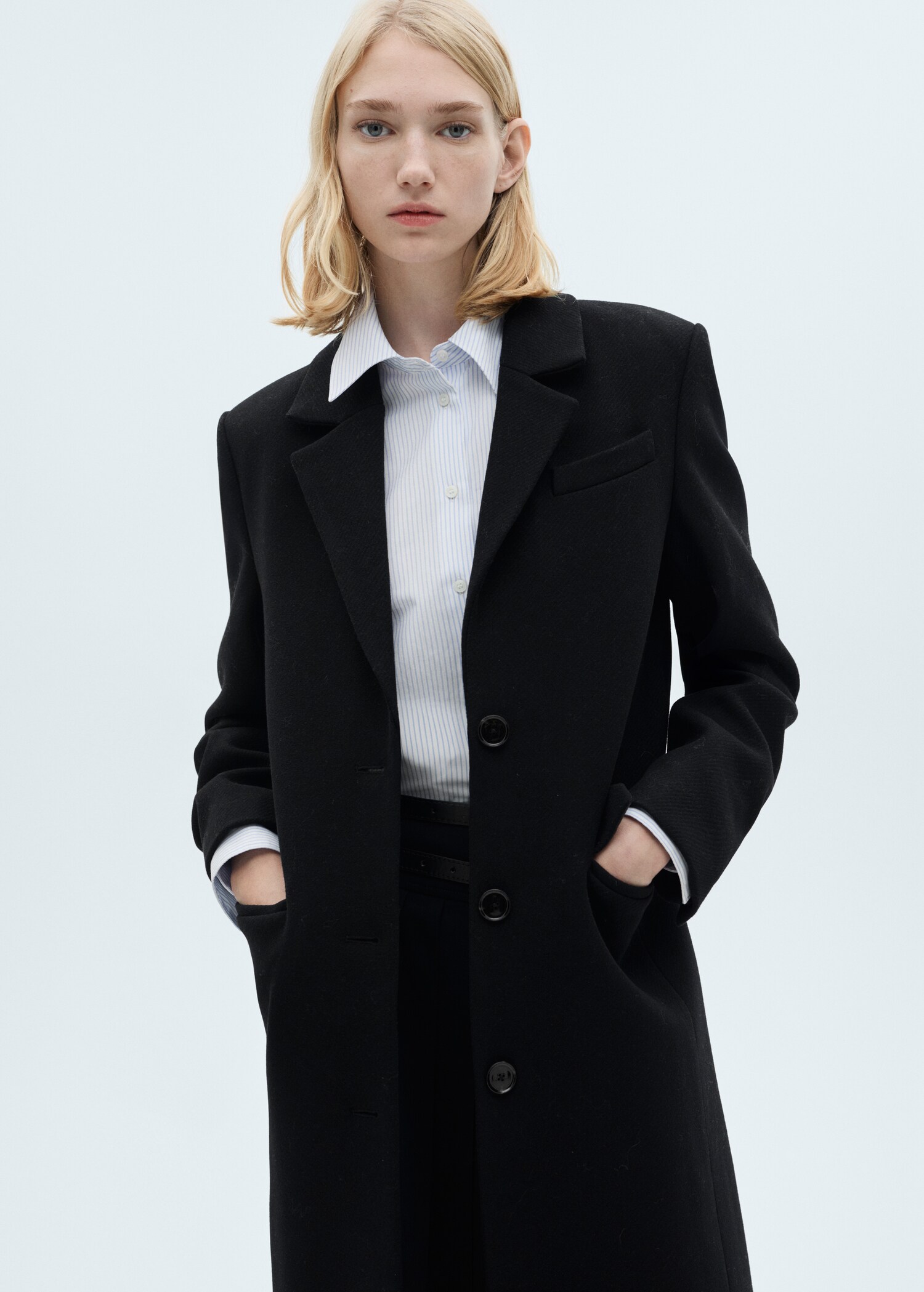 Long structured wool coat - Women | MANGO USA