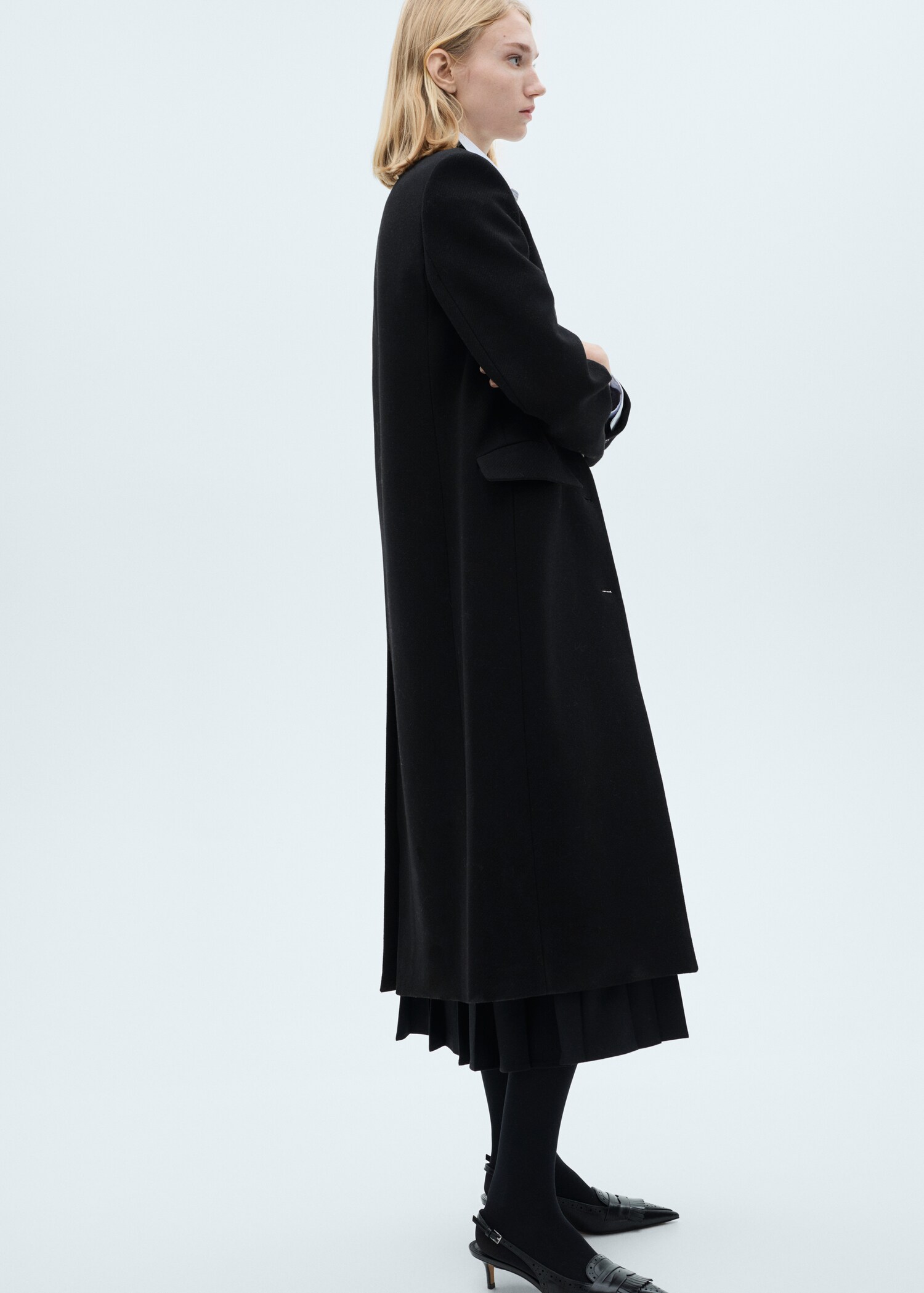 Long structured wool coat - Women | MANGO USA
