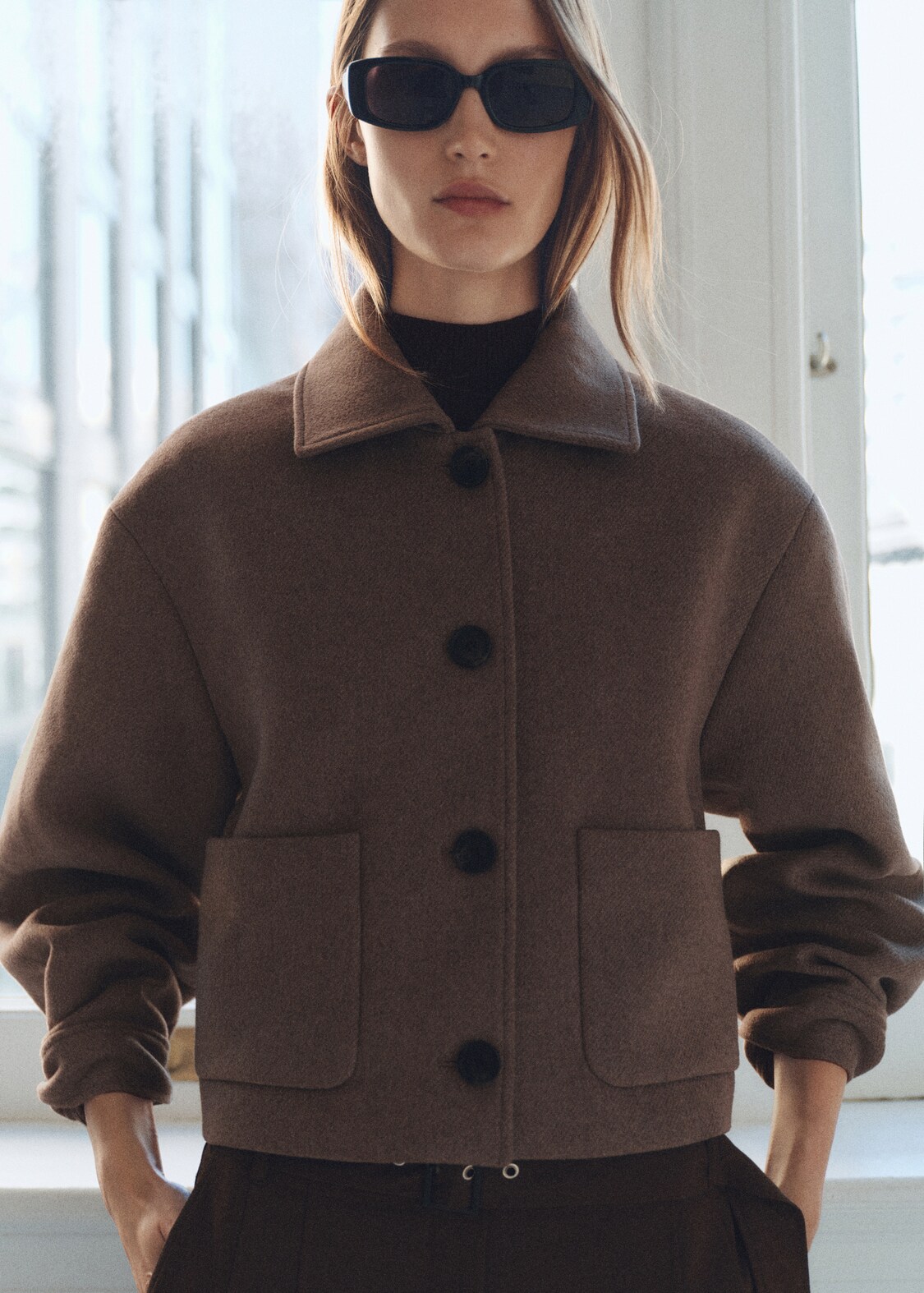 Wool jacket with pockets - Women | MANGO USA