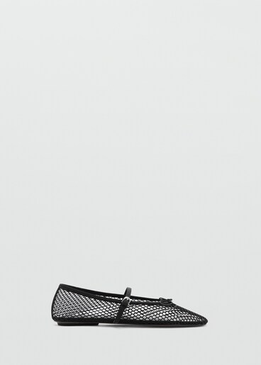 Mesh ballerina flats with buckle strap - Women | MANGO United Kingdom