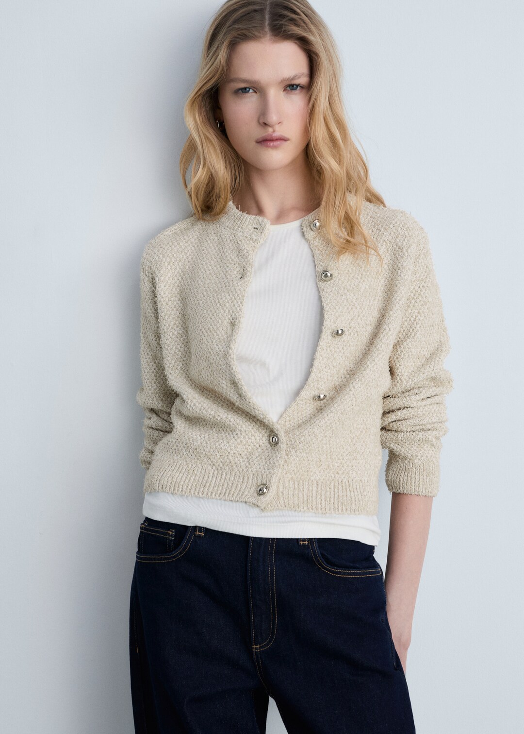 Chunky-knit jacket with buttons - Women | MANGO USA
