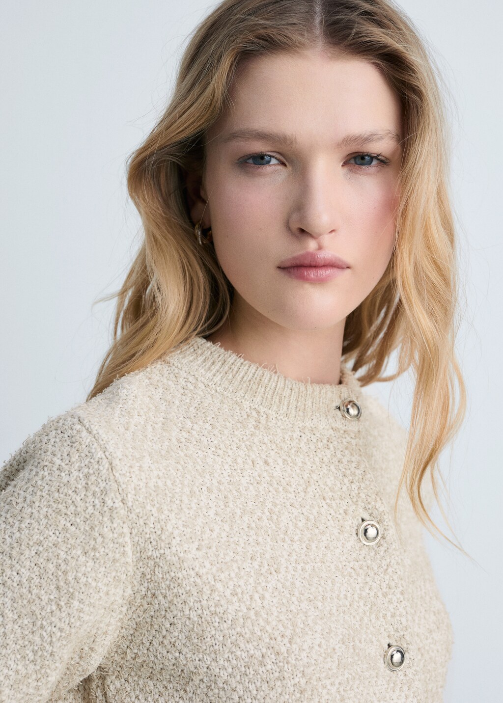 Chunky-knit jacket with buttons - Women | MANGO USA