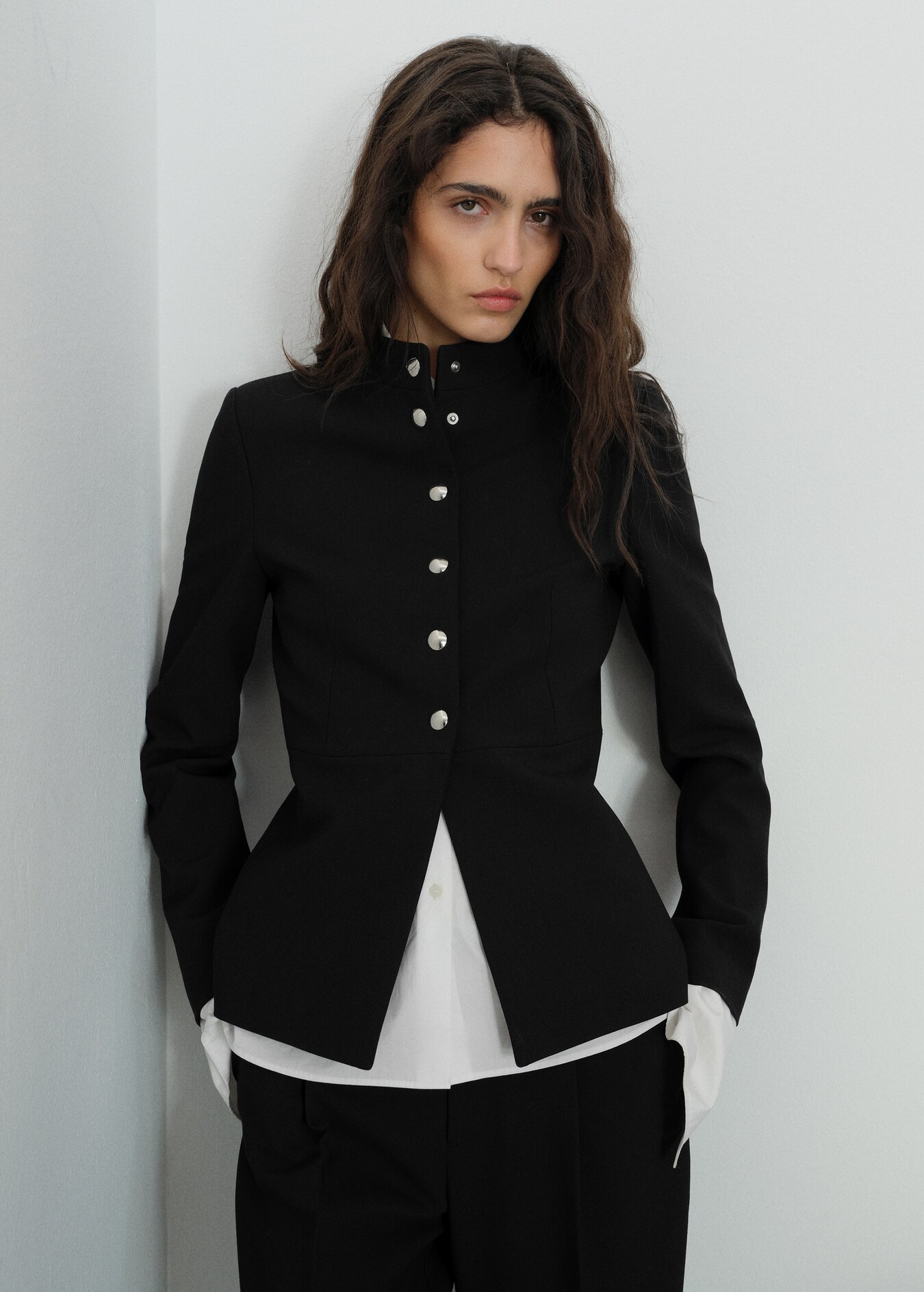 Jacket with jewel-button strip collar - Women | MANGO United Kingdom