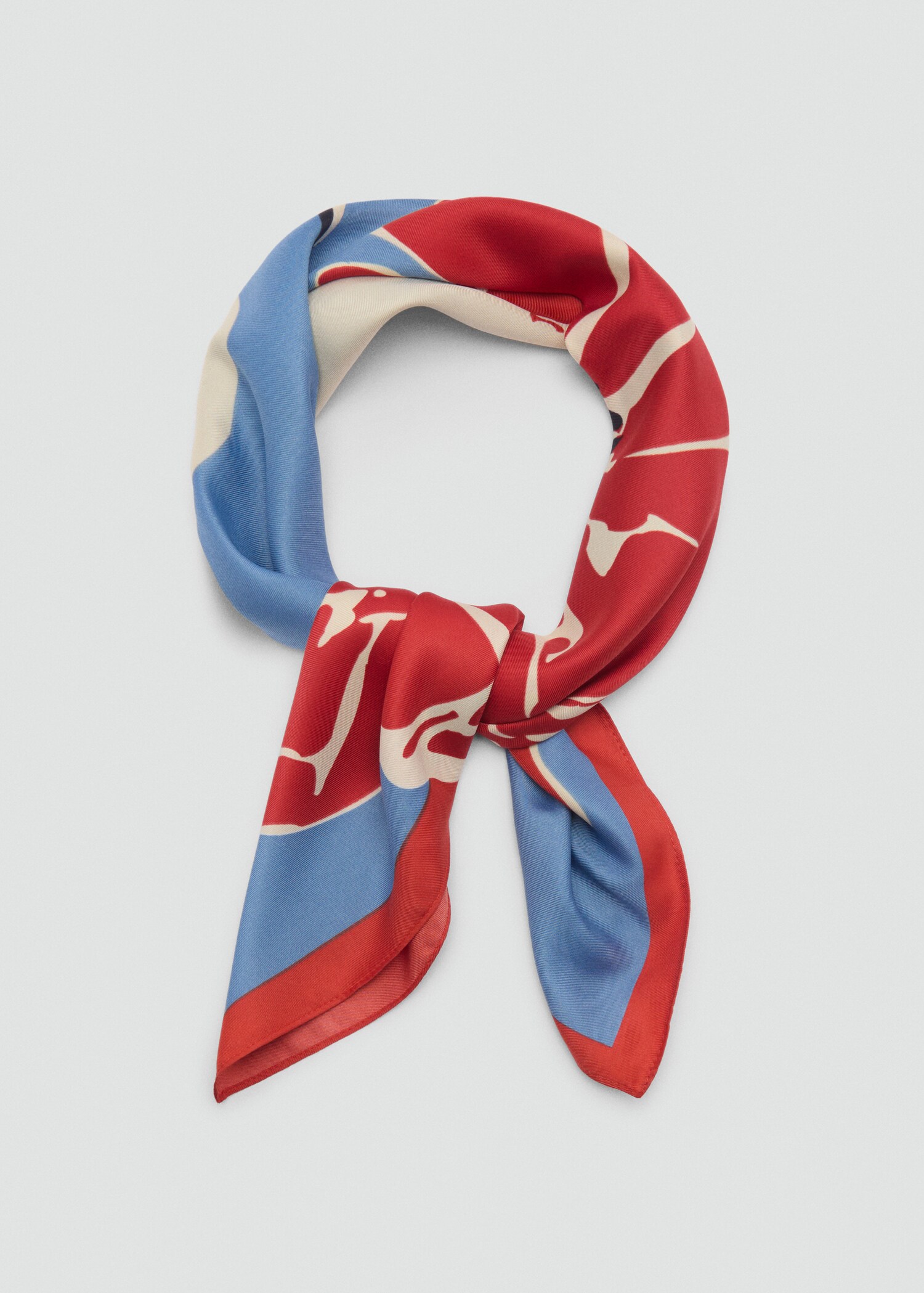 Foulard satiné fleurs - Femme | MANGO France métropolitaine