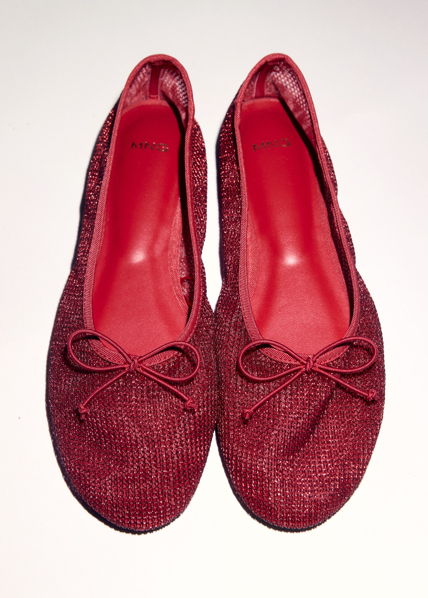 Mesh Ballerina Flats With Bow Women Mng Australia