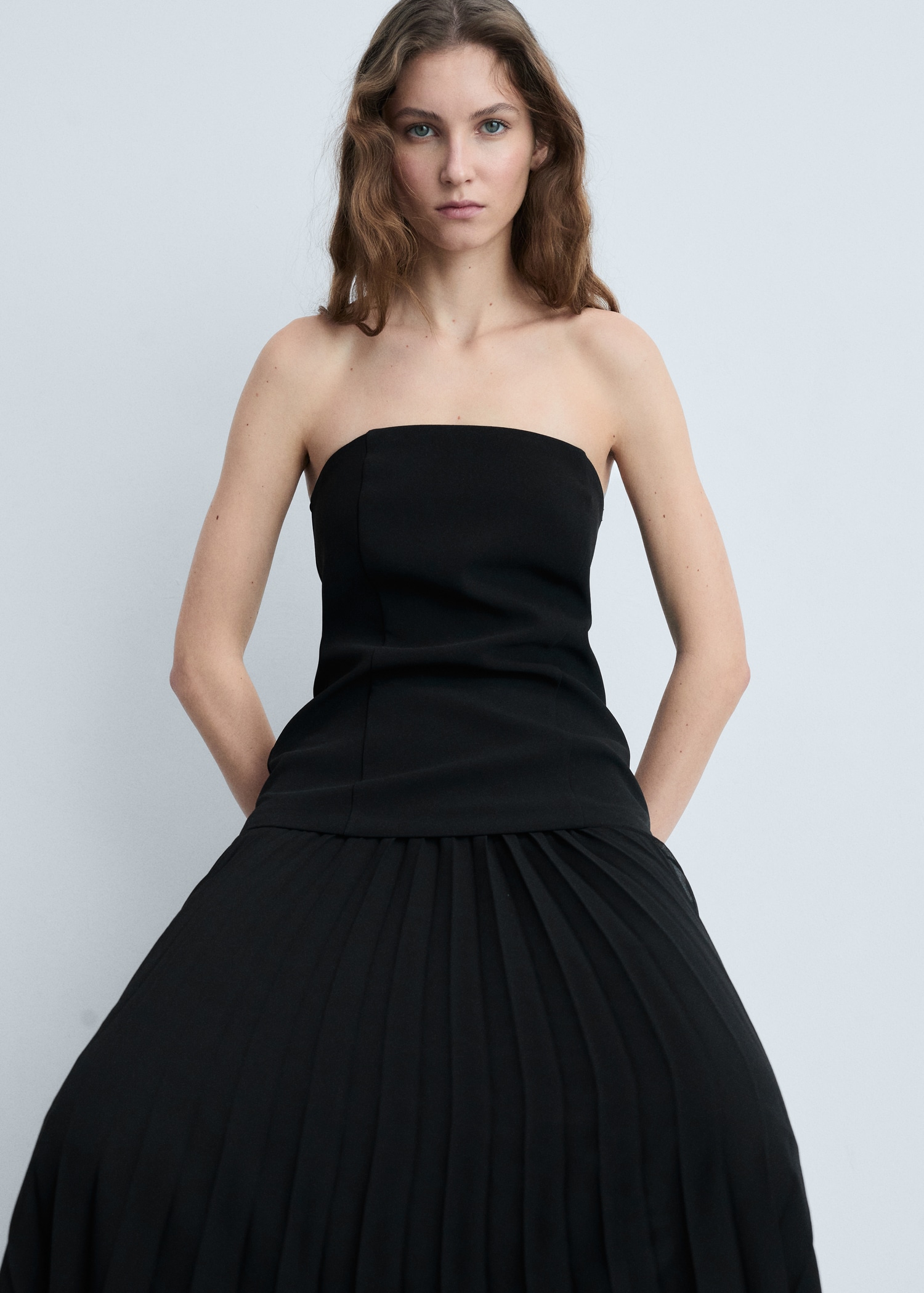 Combined strapless dress - Women | MANGO Lebanon Combined strapless dress - Women | MANGO Lebanon