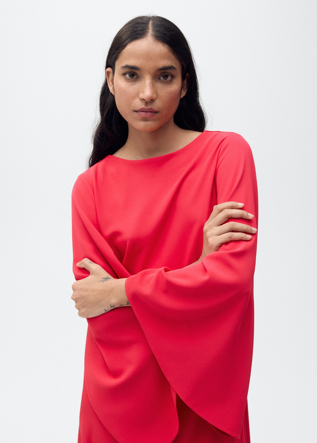 Long flared sleeve dress - Women | MANGO USA