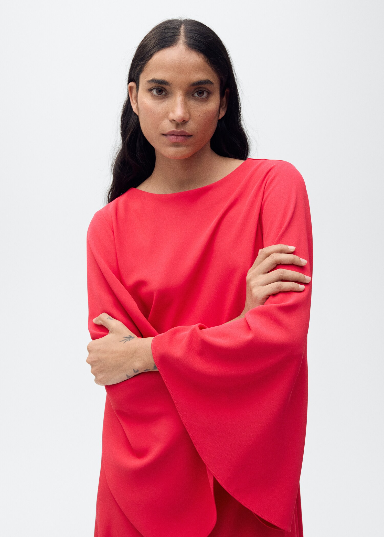 Long flared sleeve dress - Women | MANGO USA