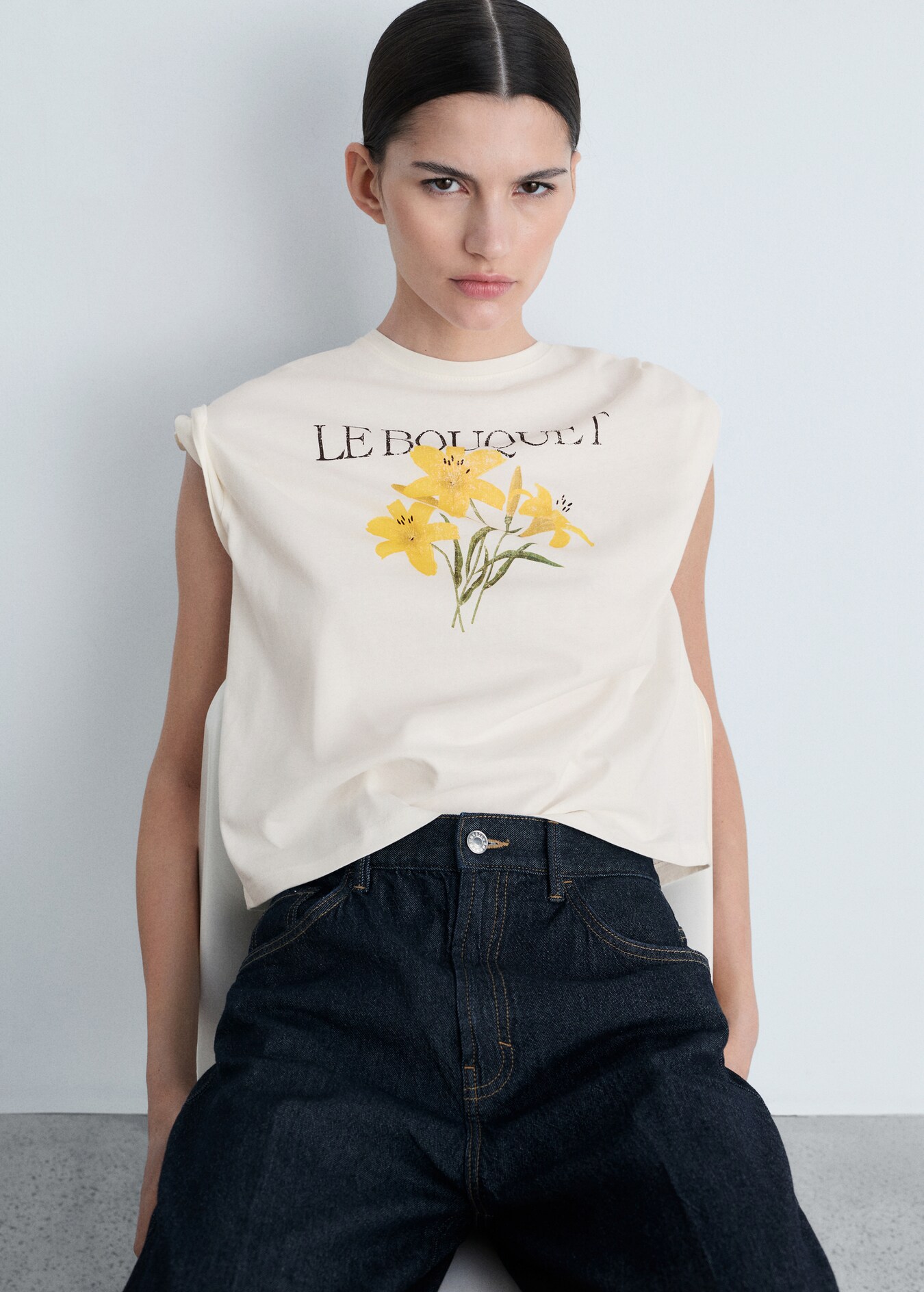 Cotton t-shirt with printed message - Women | MANGO USA