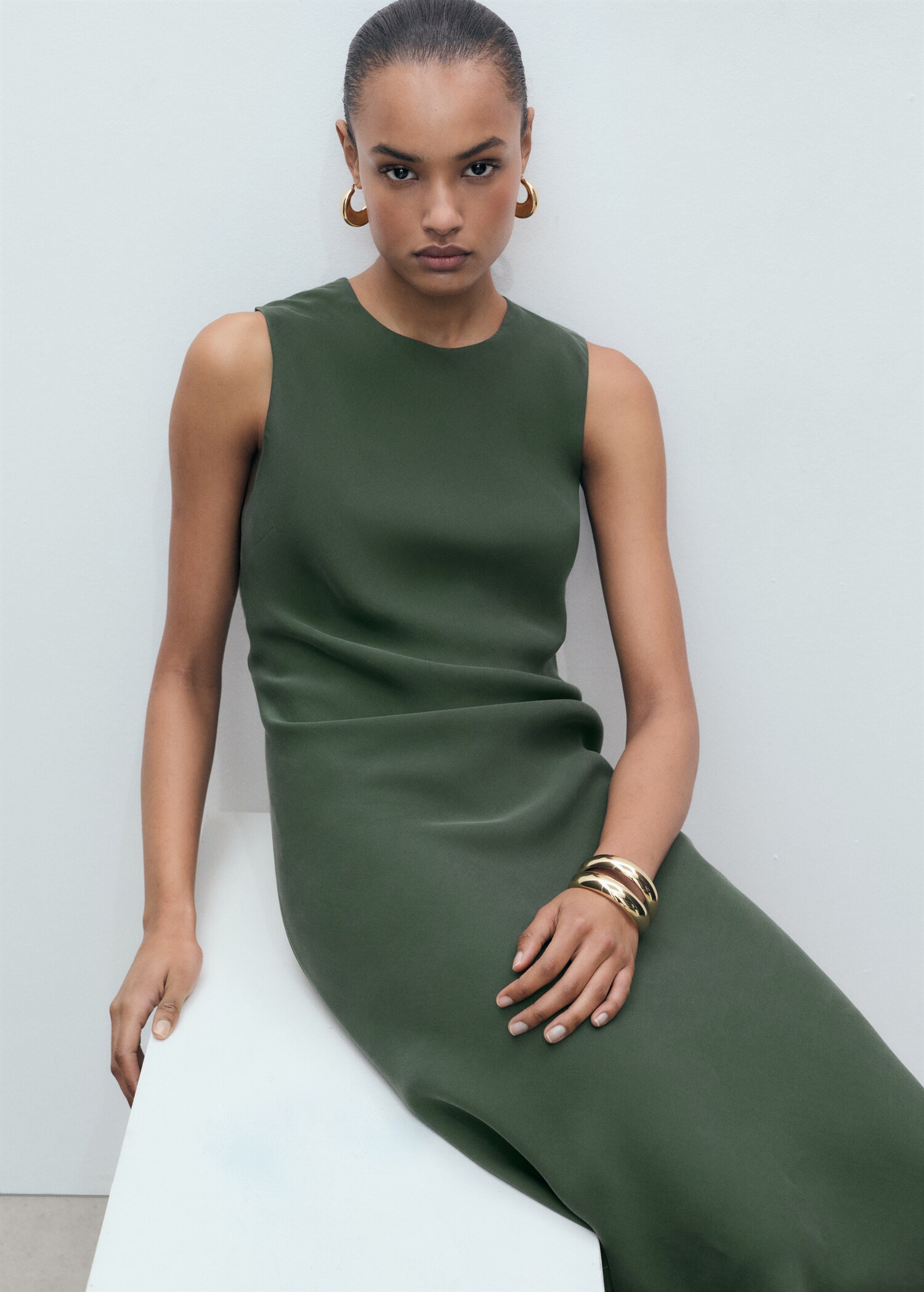 Vestido midi recto - Mujer | MANGO Costa Rica