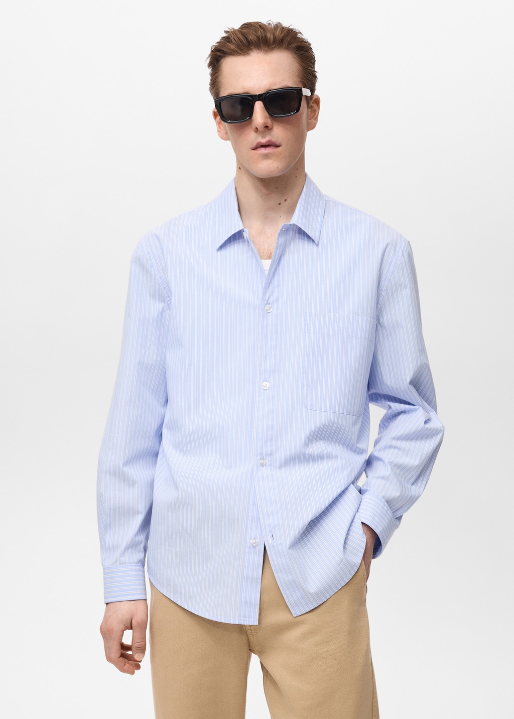 100 Cotton Regular Fit Striped Shirt Men Mango Usa