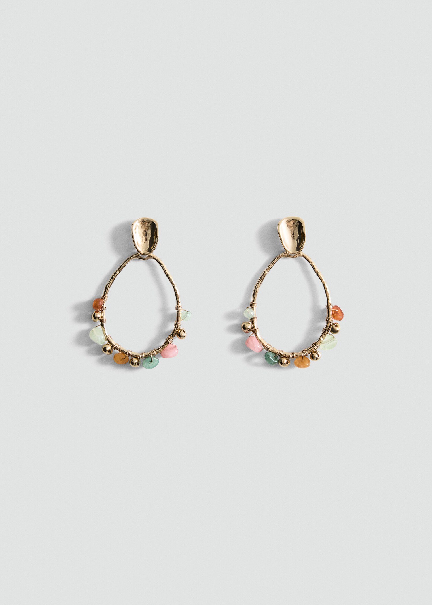 Hanging hoop earrings with ball detail - Women | MANGO USA