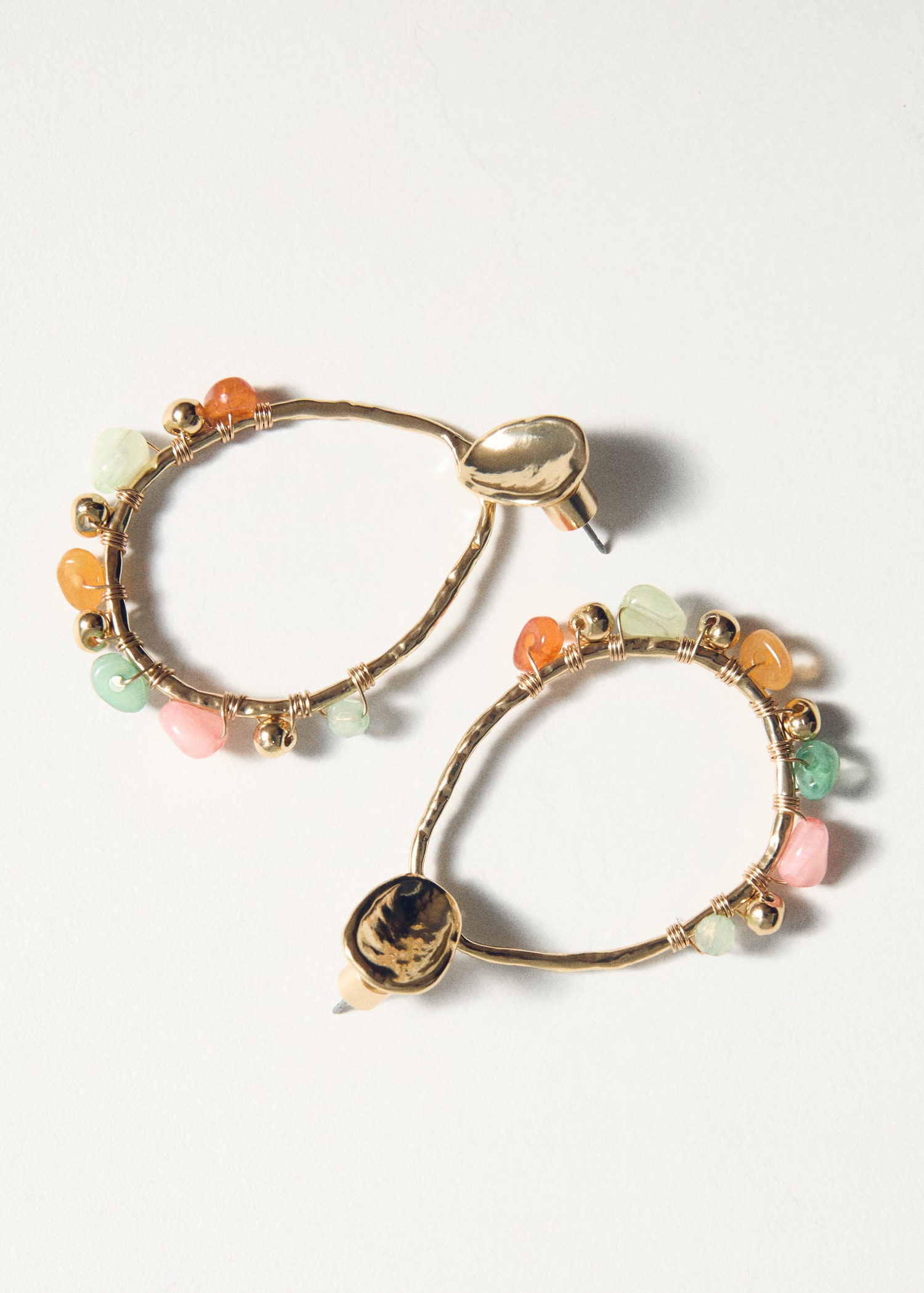Hanging hoop earrings with ball detail - Women | MANGO USA