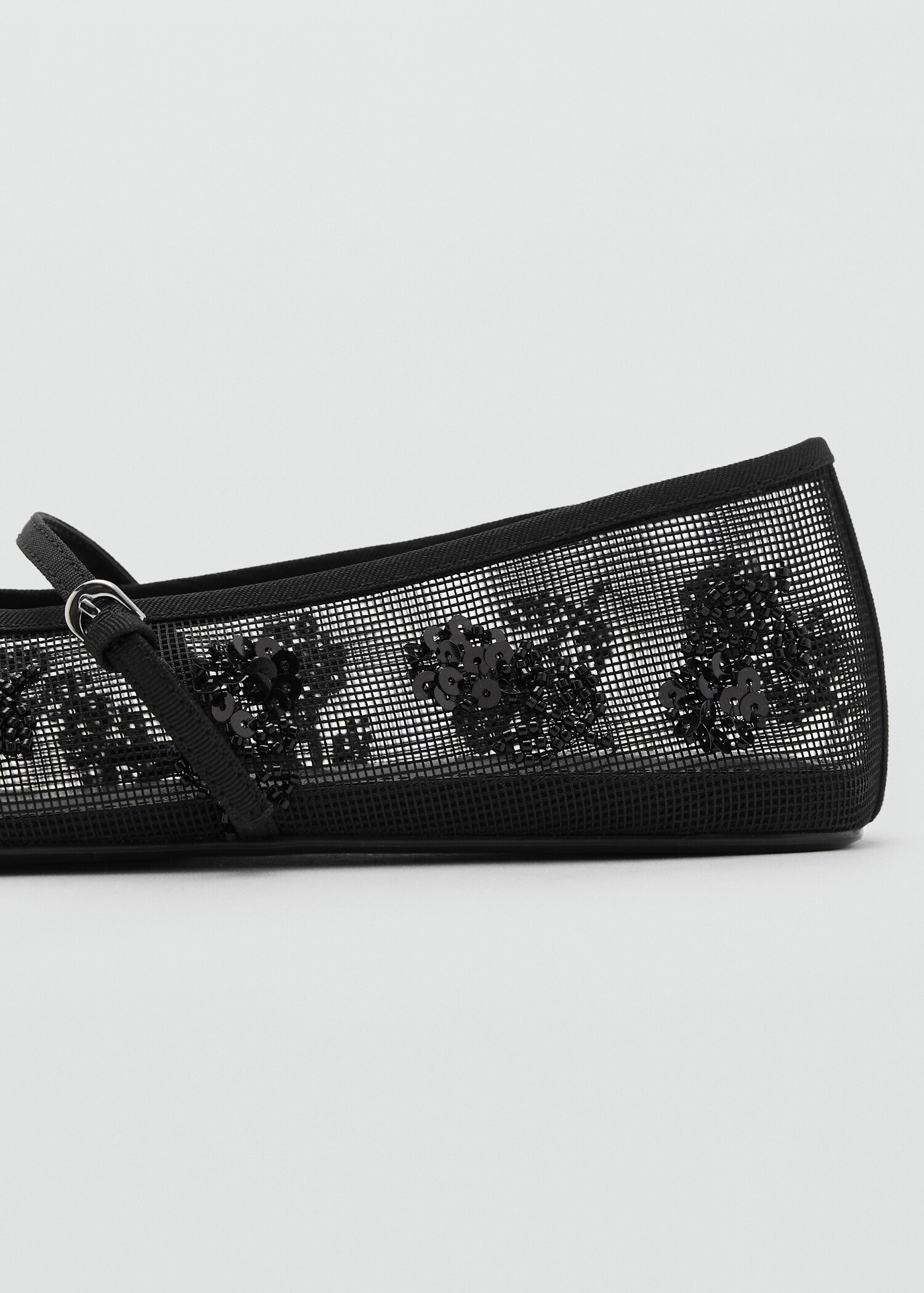 Mesh Ballet Flats With Sequin Embroidered Strap Women Mango Usa