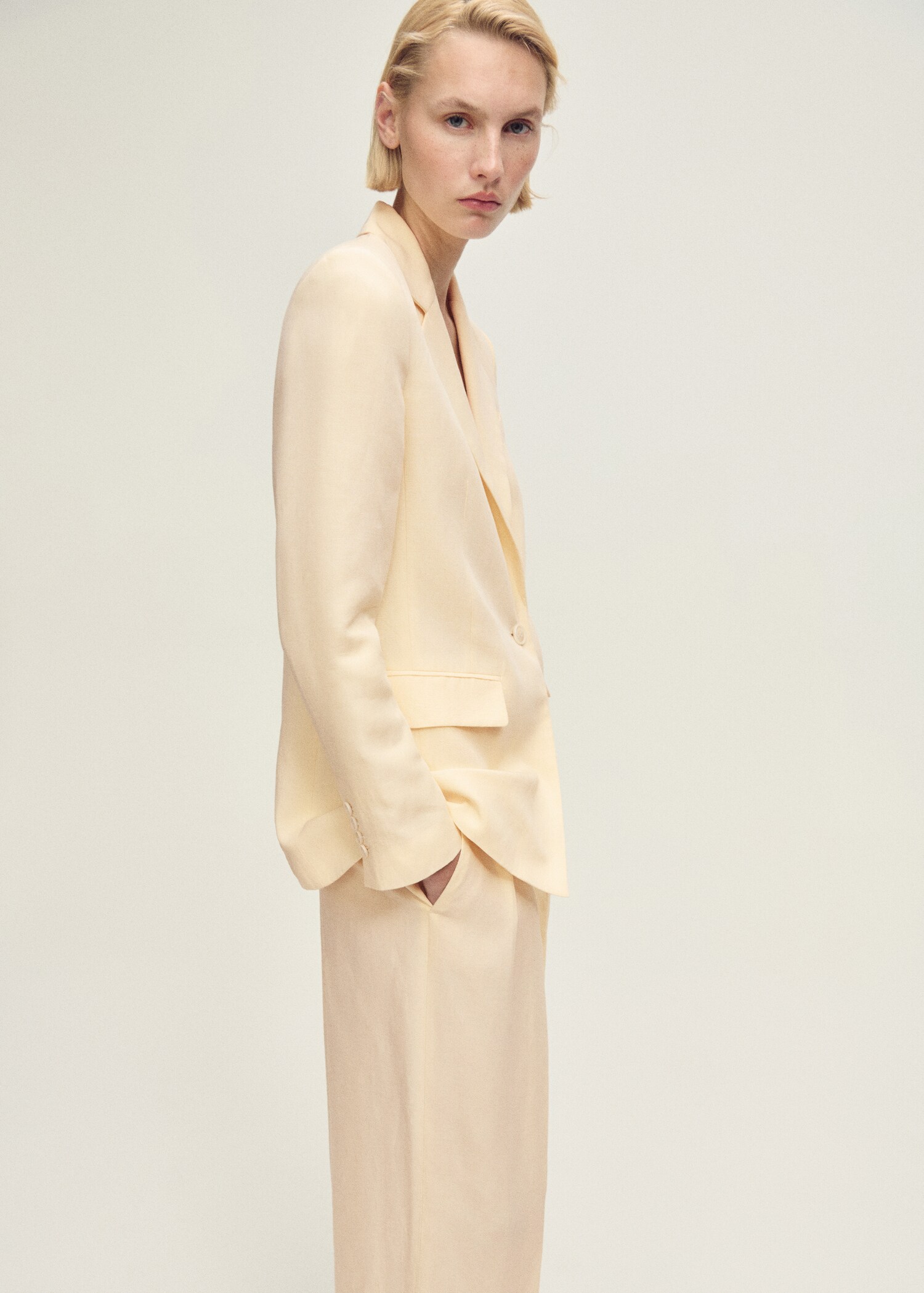 Linen-blend suit blazer - Women | MANGO USA