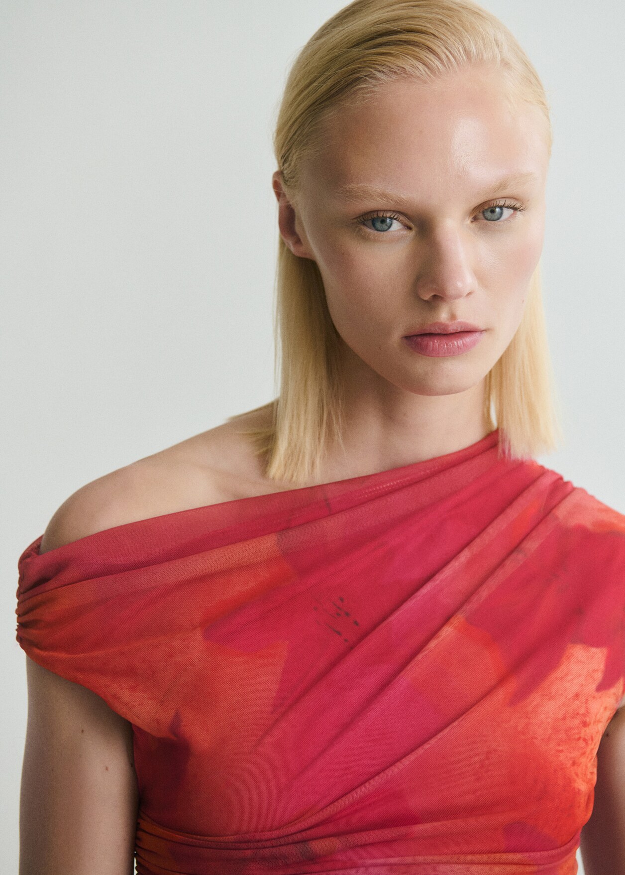 Floral midi-dress with asymmetrical neckline - Women | MANGO USA