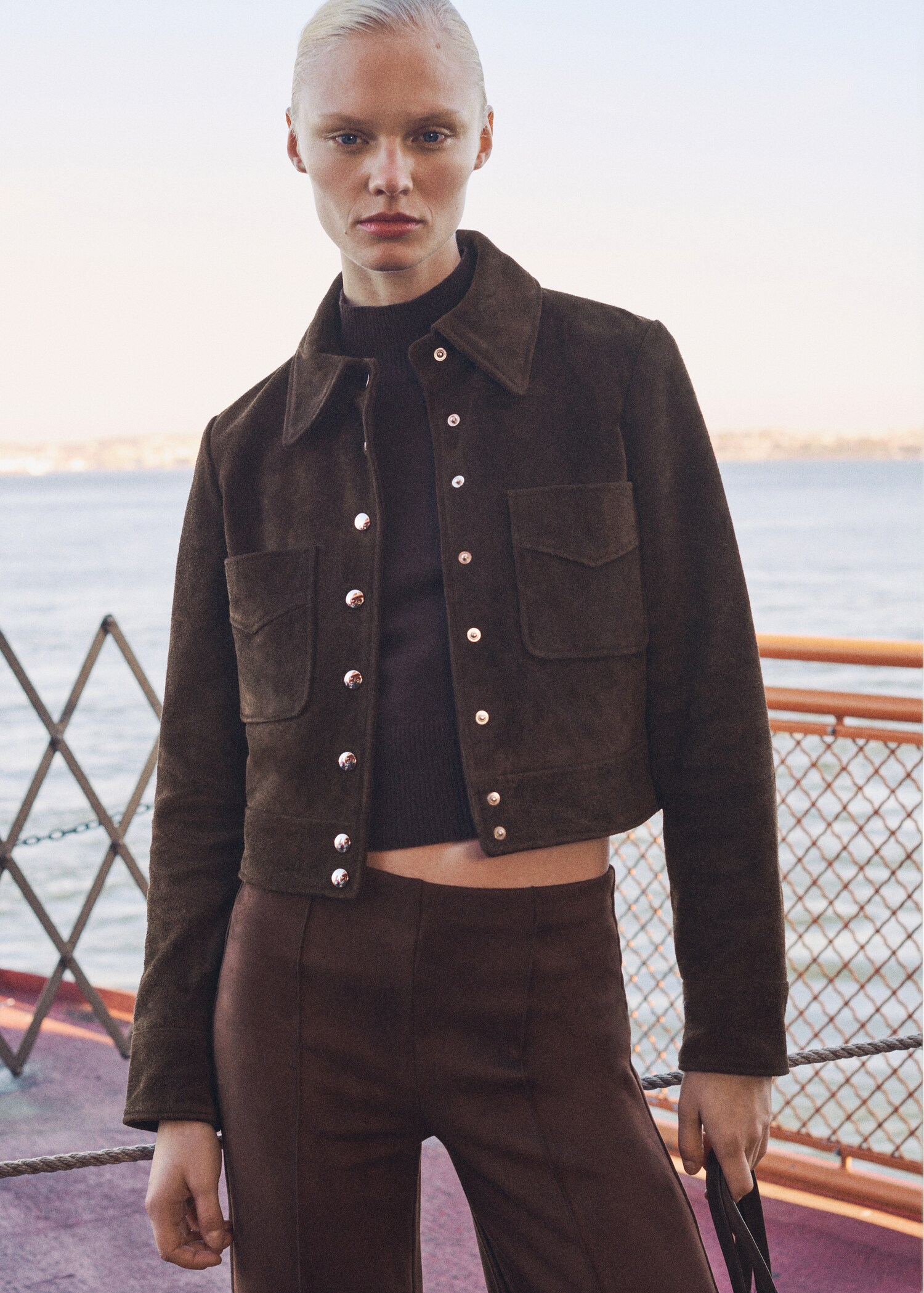 Suede jacket with pockets - Women | MANGO USA