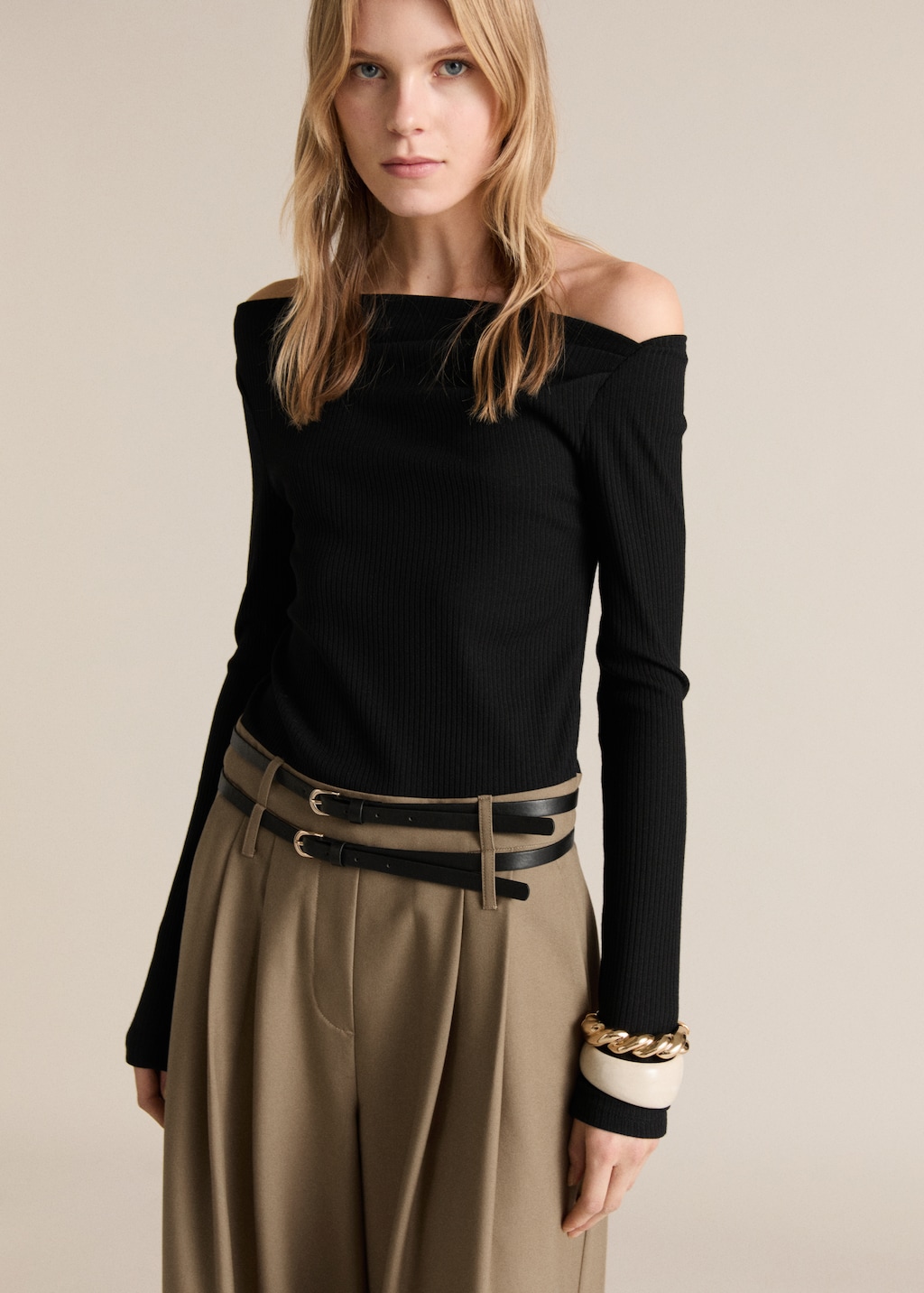 Combined Fabric Jumpsuit With Belt Women Mango Usa