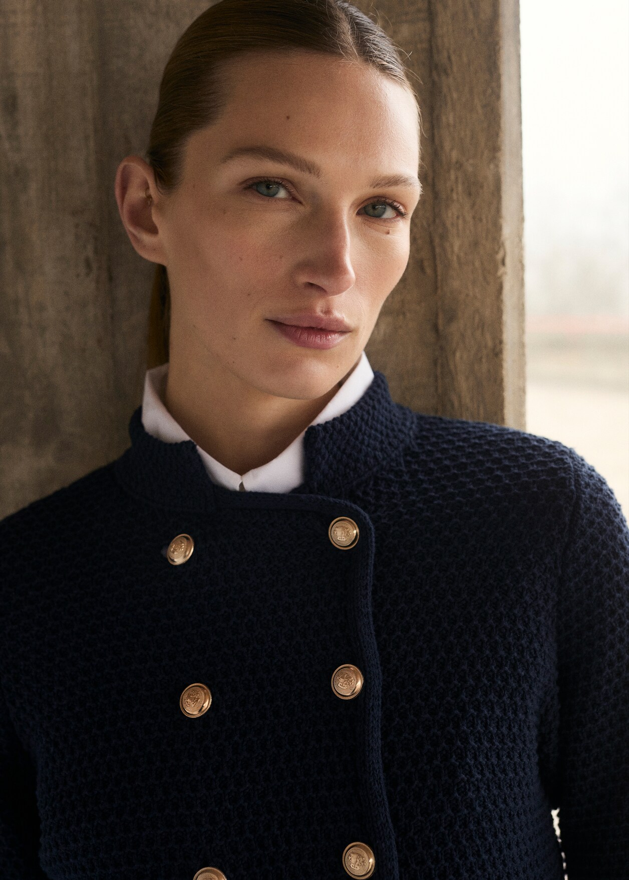 Double-breasted knitted jacket - Women | MANGO USA