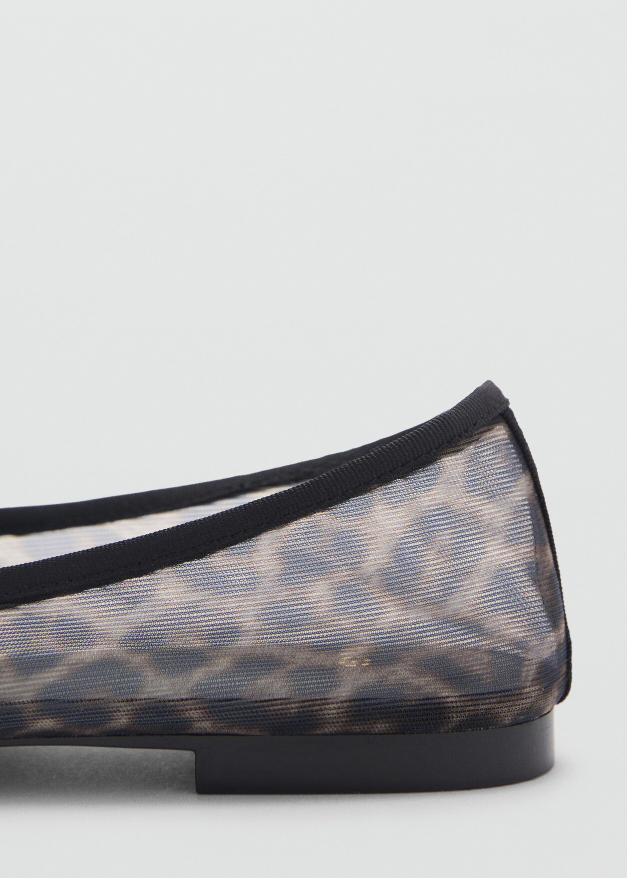 Animal-print mesh ballerina flats - Women | MANGO Greece