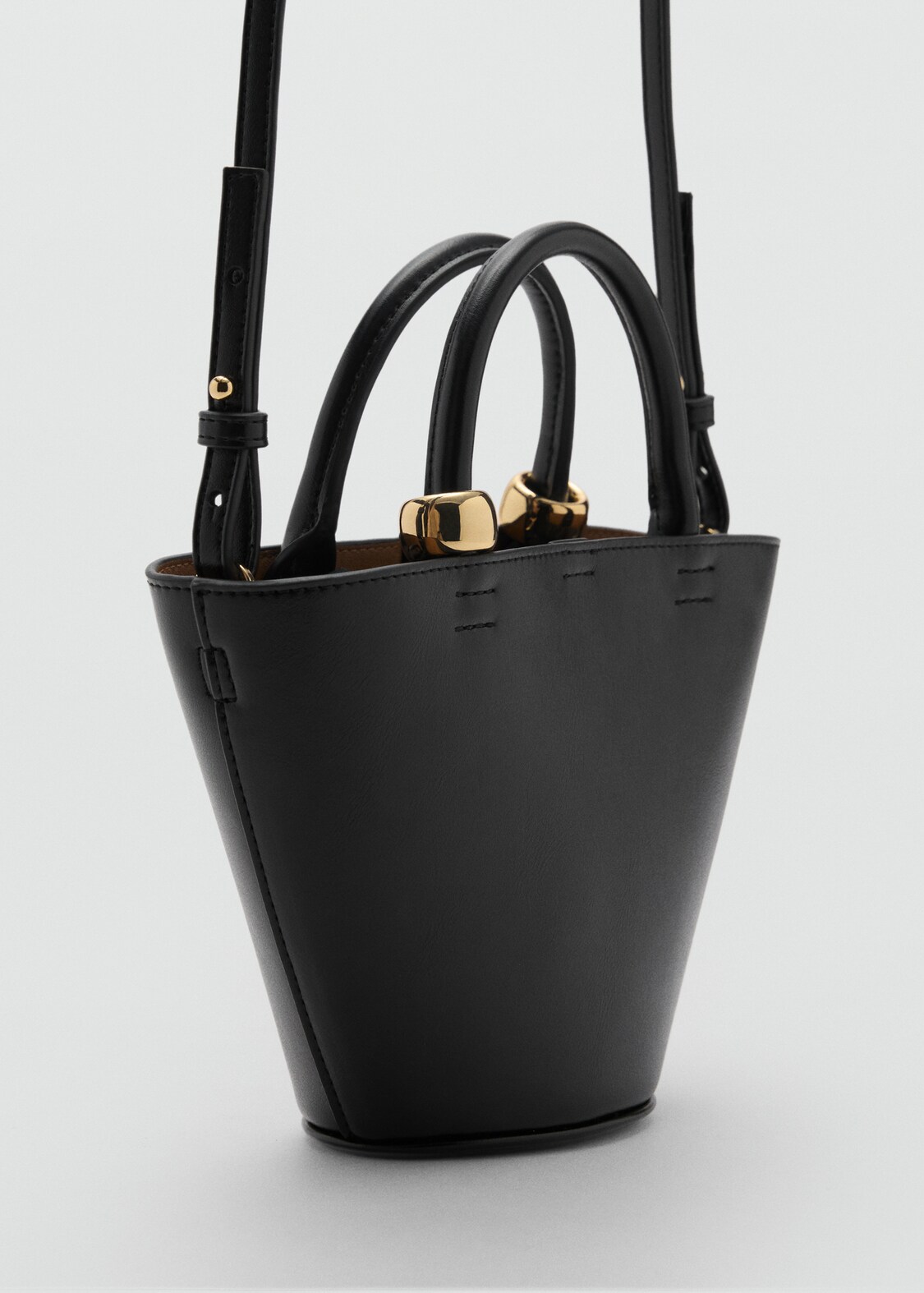 Mini shopper bag with metallic detail - Women | MANGO USA