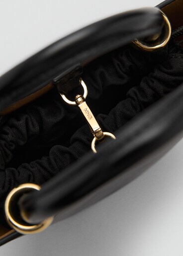 Bolso Mini Shopper Detalle Metálico Mujer Mango España Península Y