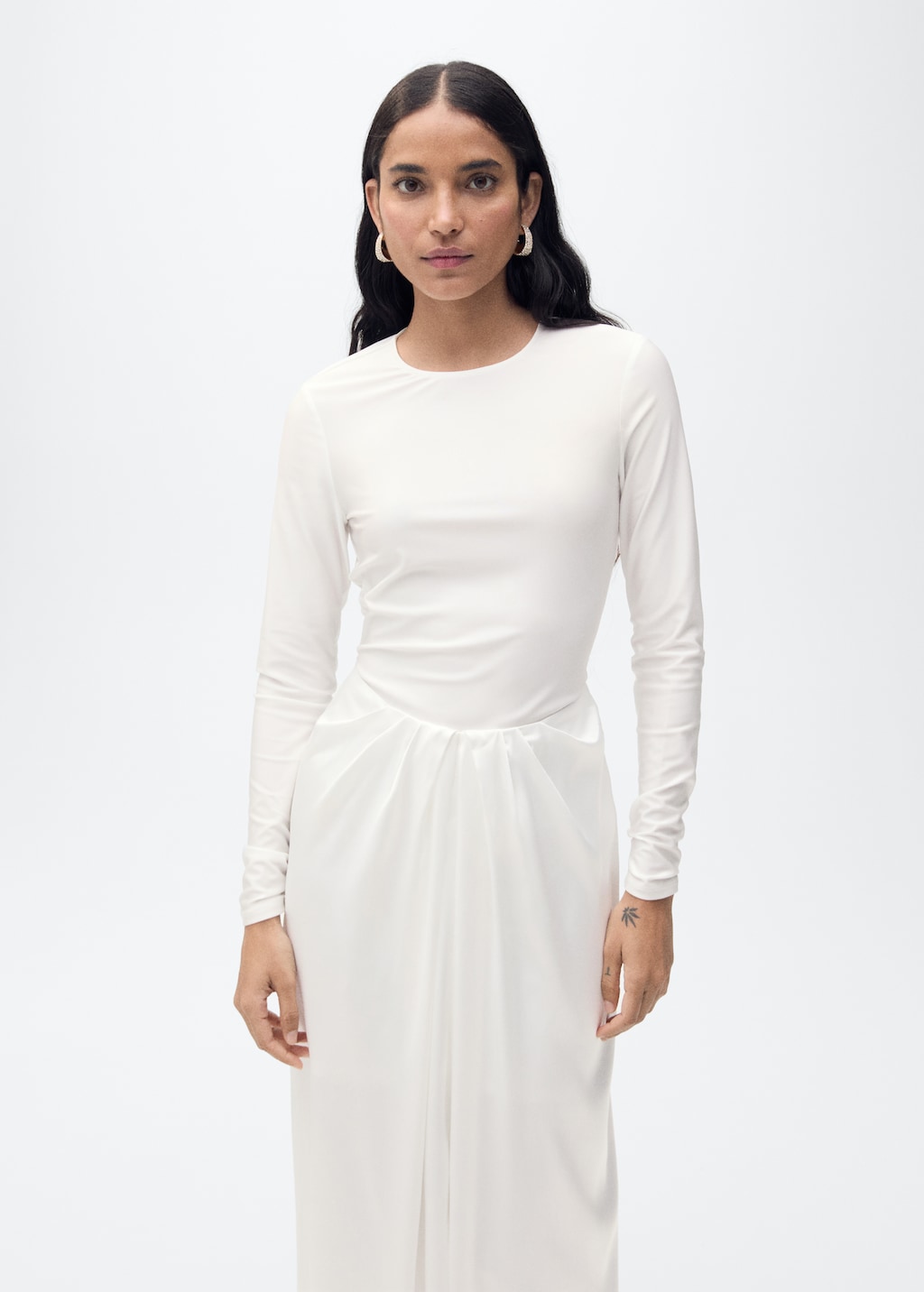 Combined Fabric Long Dress Women Mango Mauritius