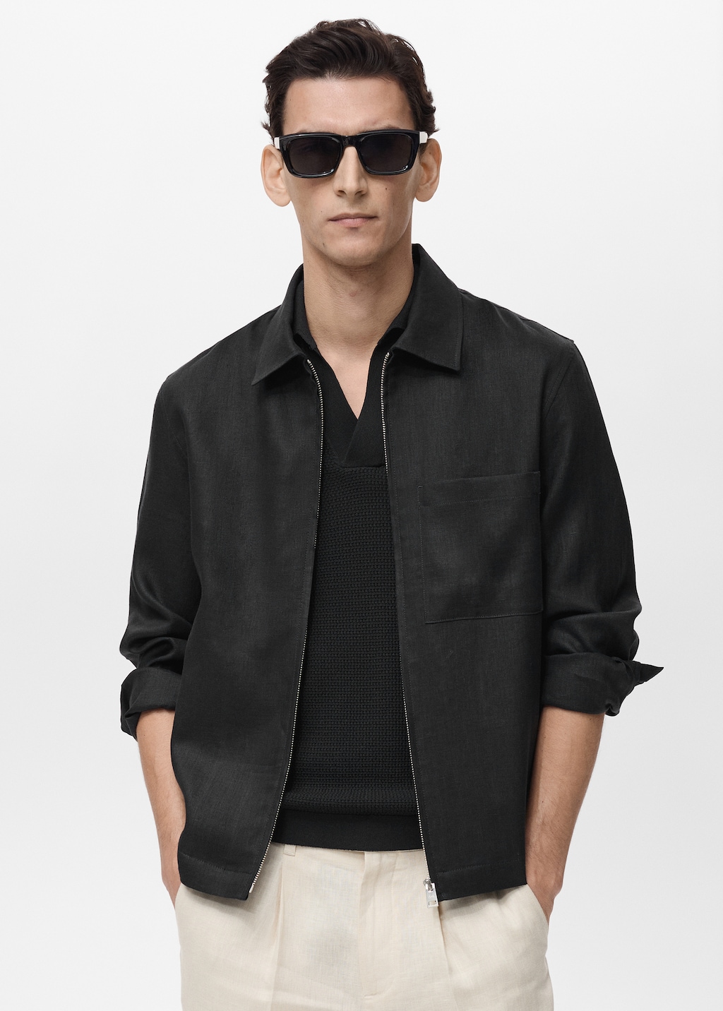 100% linen jacket with zip - Men | MANGO USA 100% linen jacket with zip - Men | MANGO USA
