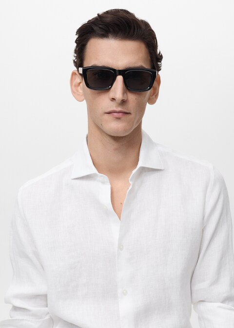 100% linen slim-fit shirt - Men | MANGO USA