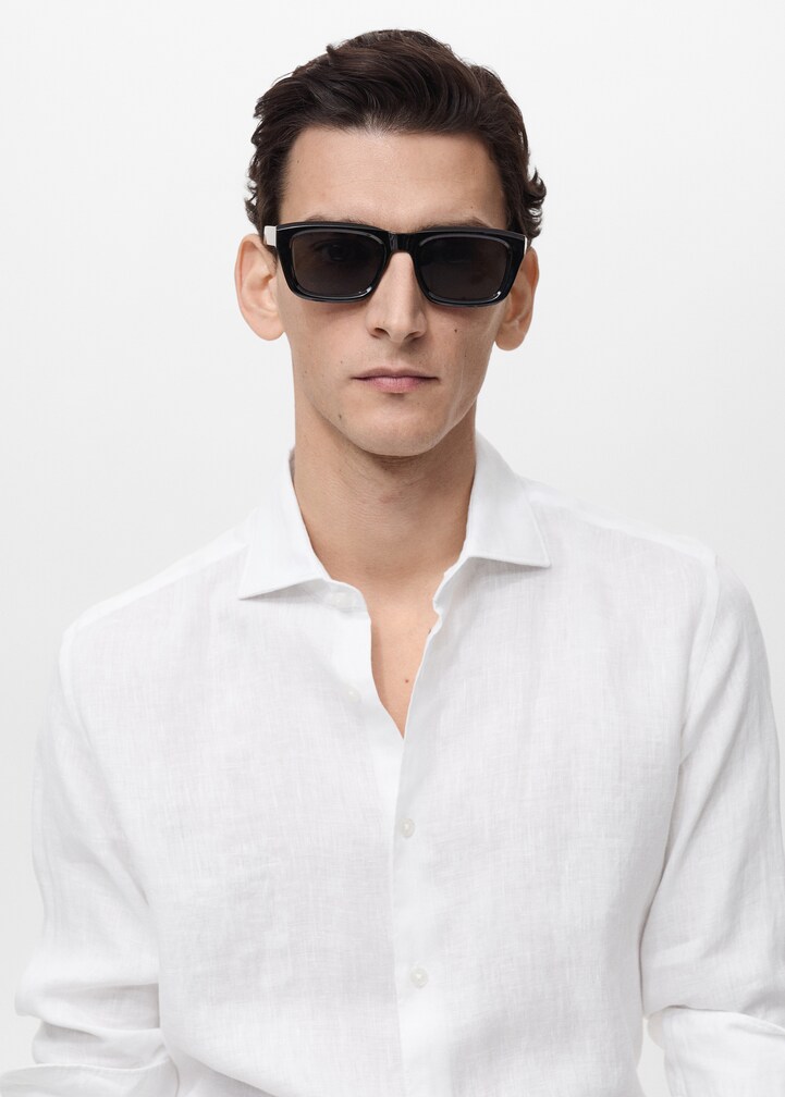 100% linen slim-fit shirt - Men | MANGO USA