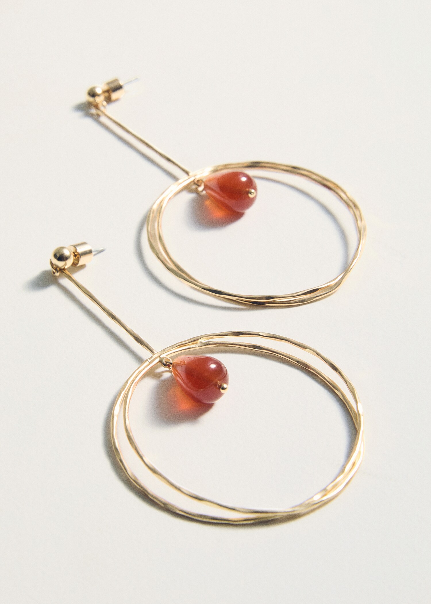 Hanging hoop earrings with ball detail - Women | MANGO USA