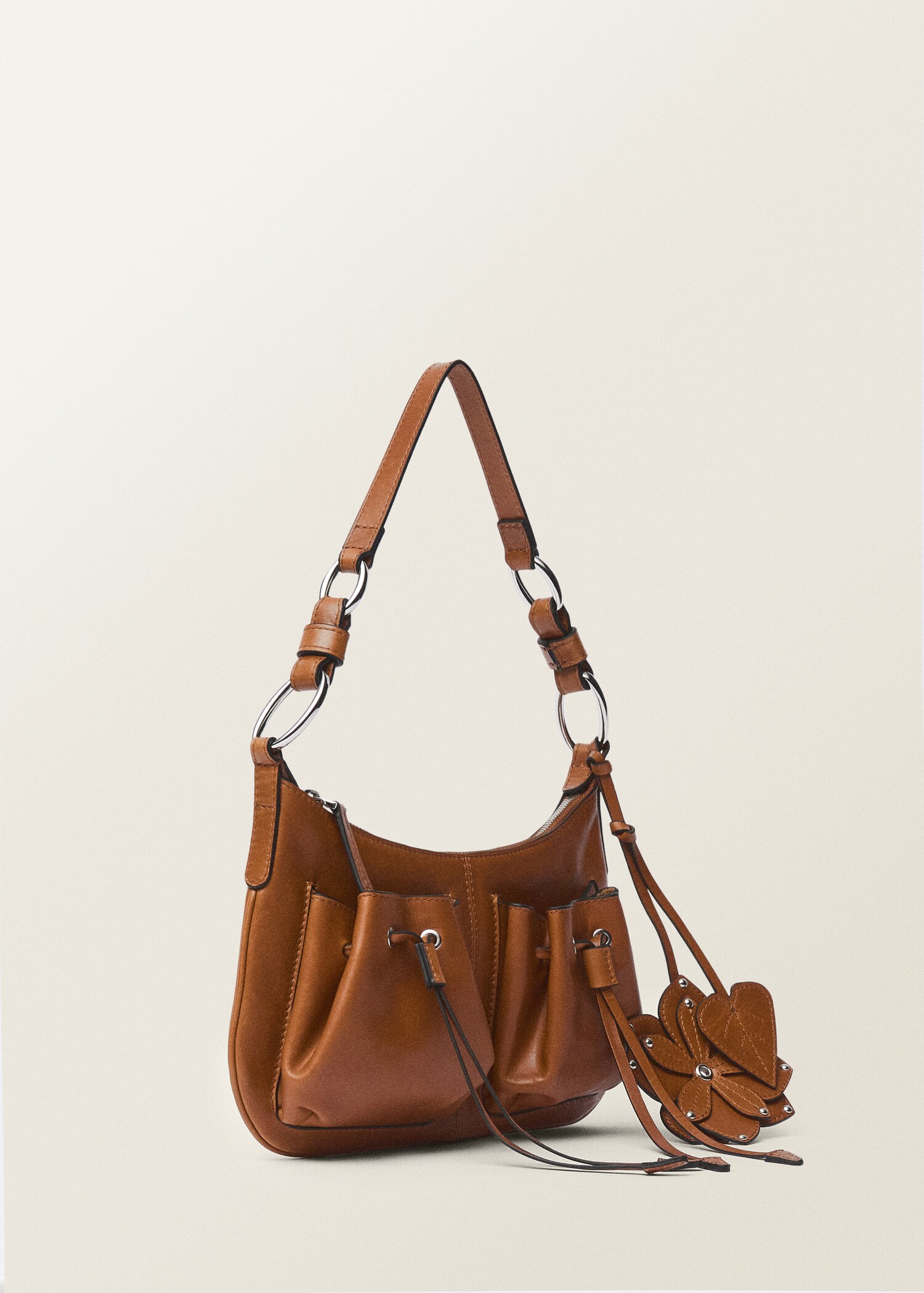 Leather shoulder bag with gathered pockets - Women | MANGO USA