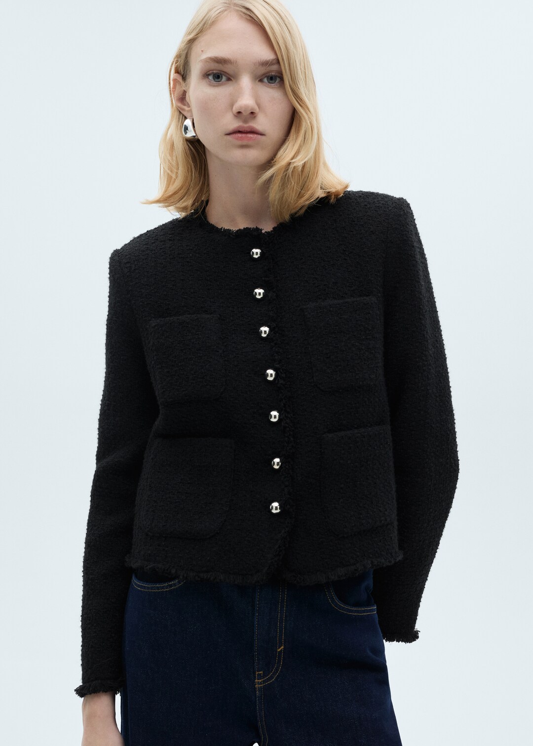 Tweed jacket with jewel buttons - Women | MANGO United Kingdom