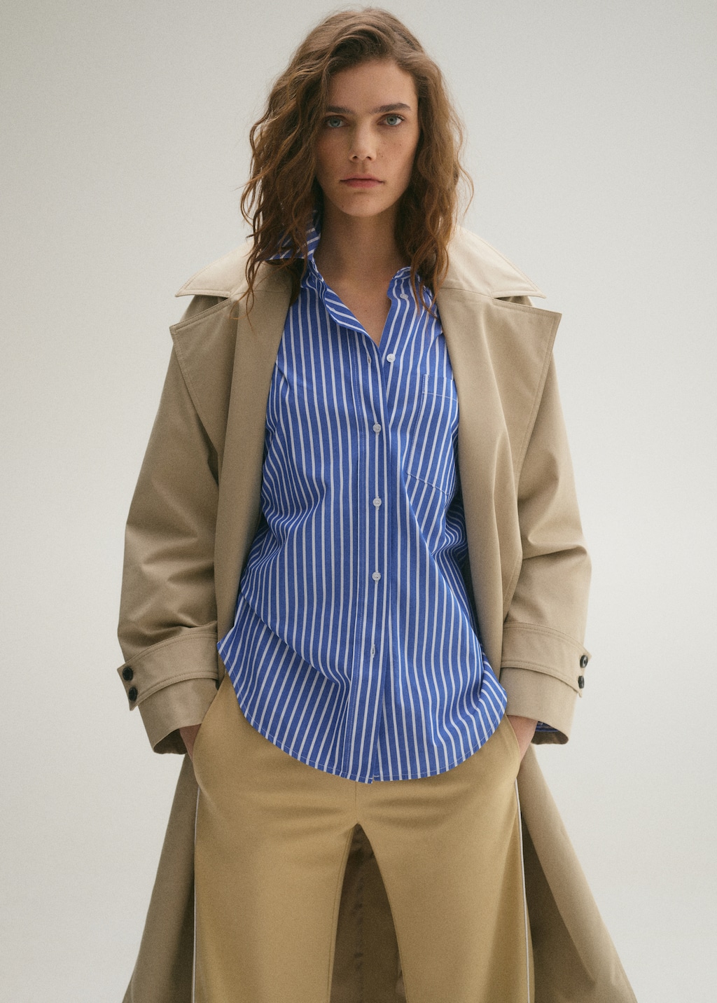Camisa Rayas Combinada Mujer Mango España Península Y Baleares
