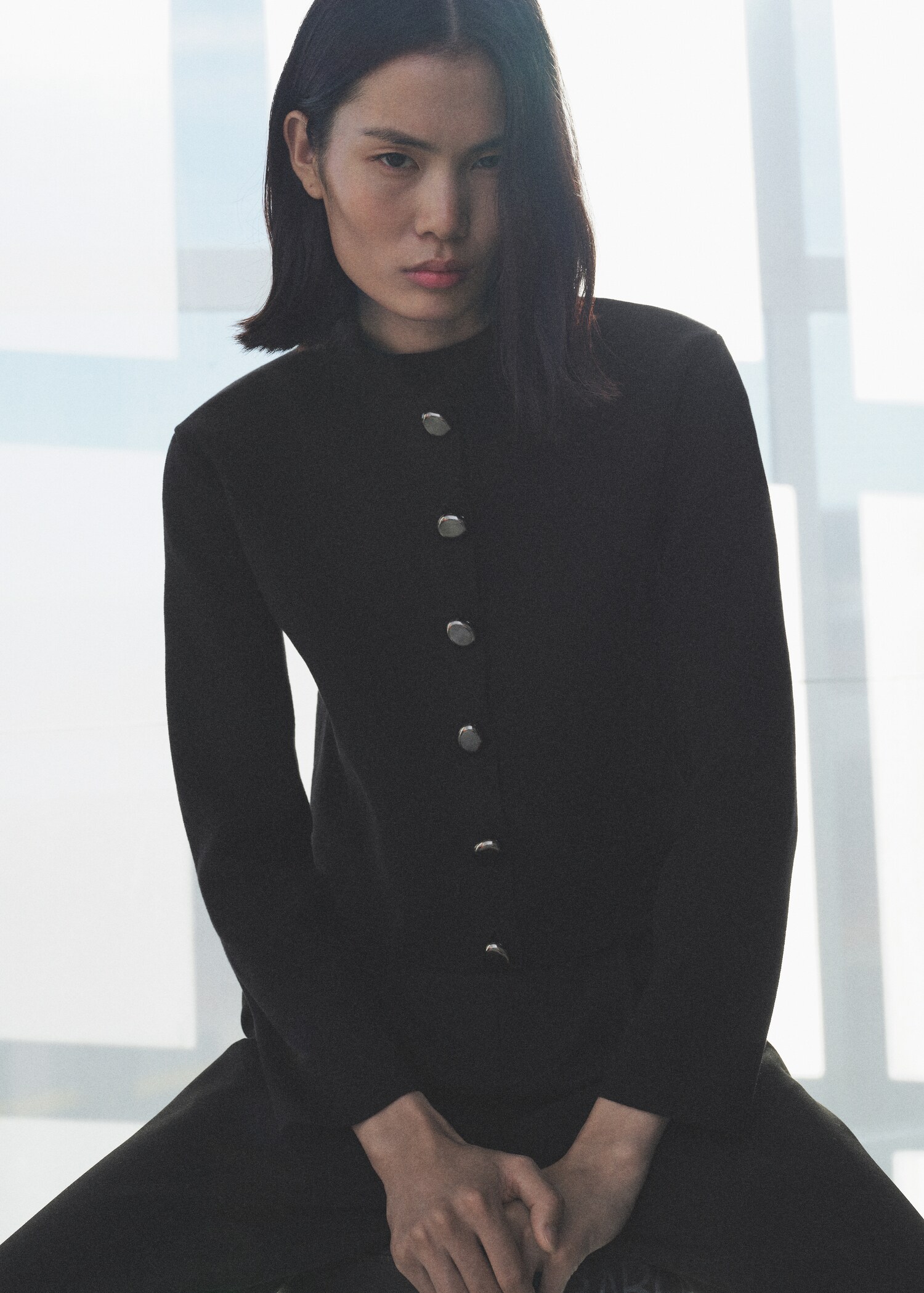 Jacket with jewel-button strip collar - Women | MANGO USA