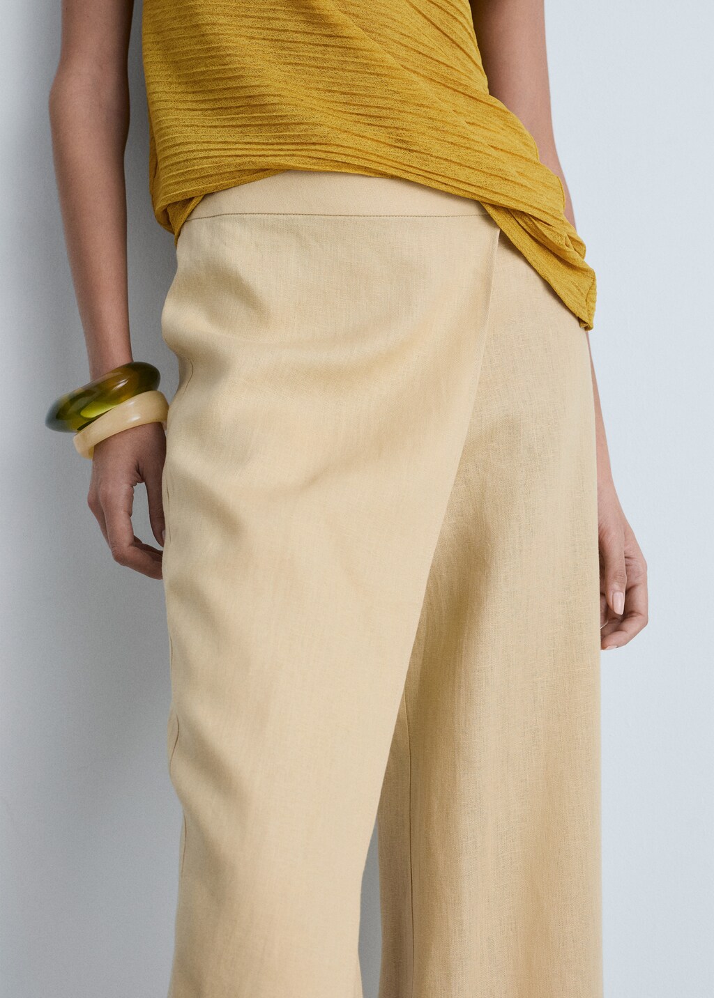 Linen crossover pants - Women | MANGO USA